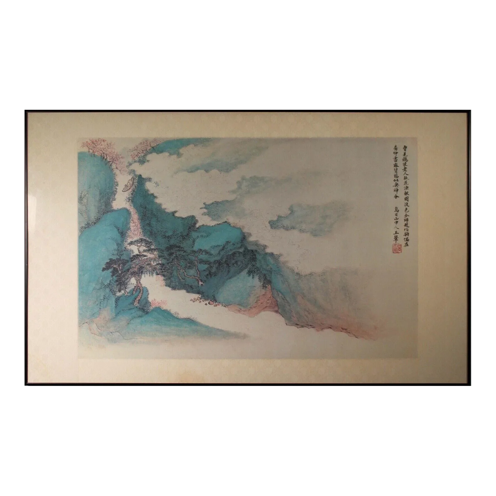 Vintage Wang Hui Peach Blossom Fishing Boat Qing Dynasty Chinese Framed ...