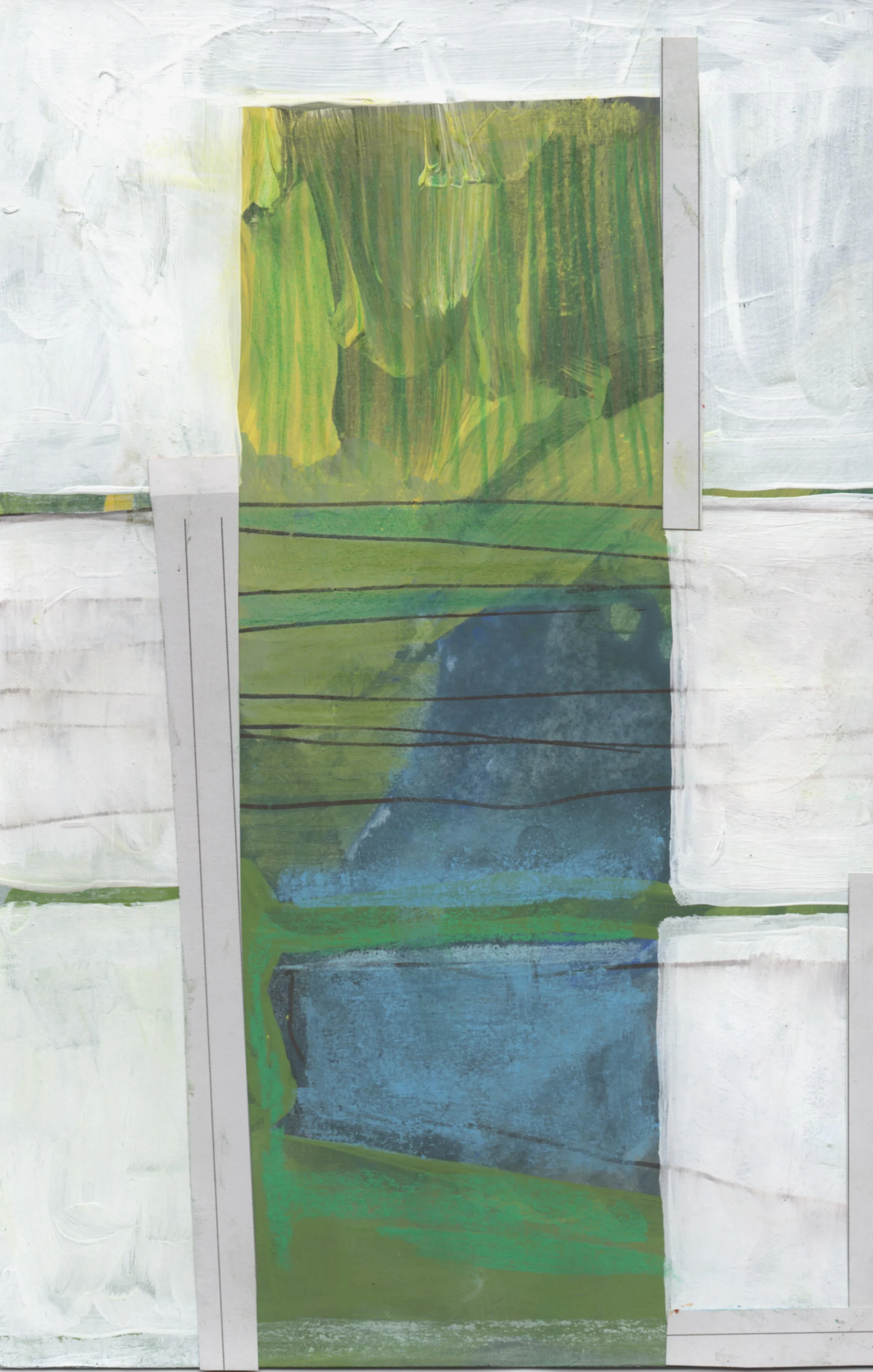"Green Tower" Original Contemporary Abstract Collage by Auker | Chairish