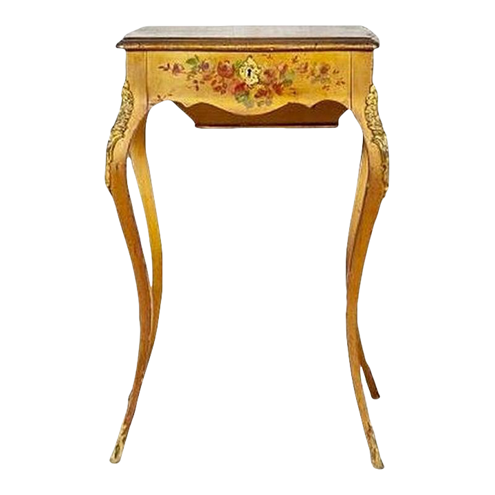 Sewing Table From the Late 19th Century With Top and Inside Painting ...