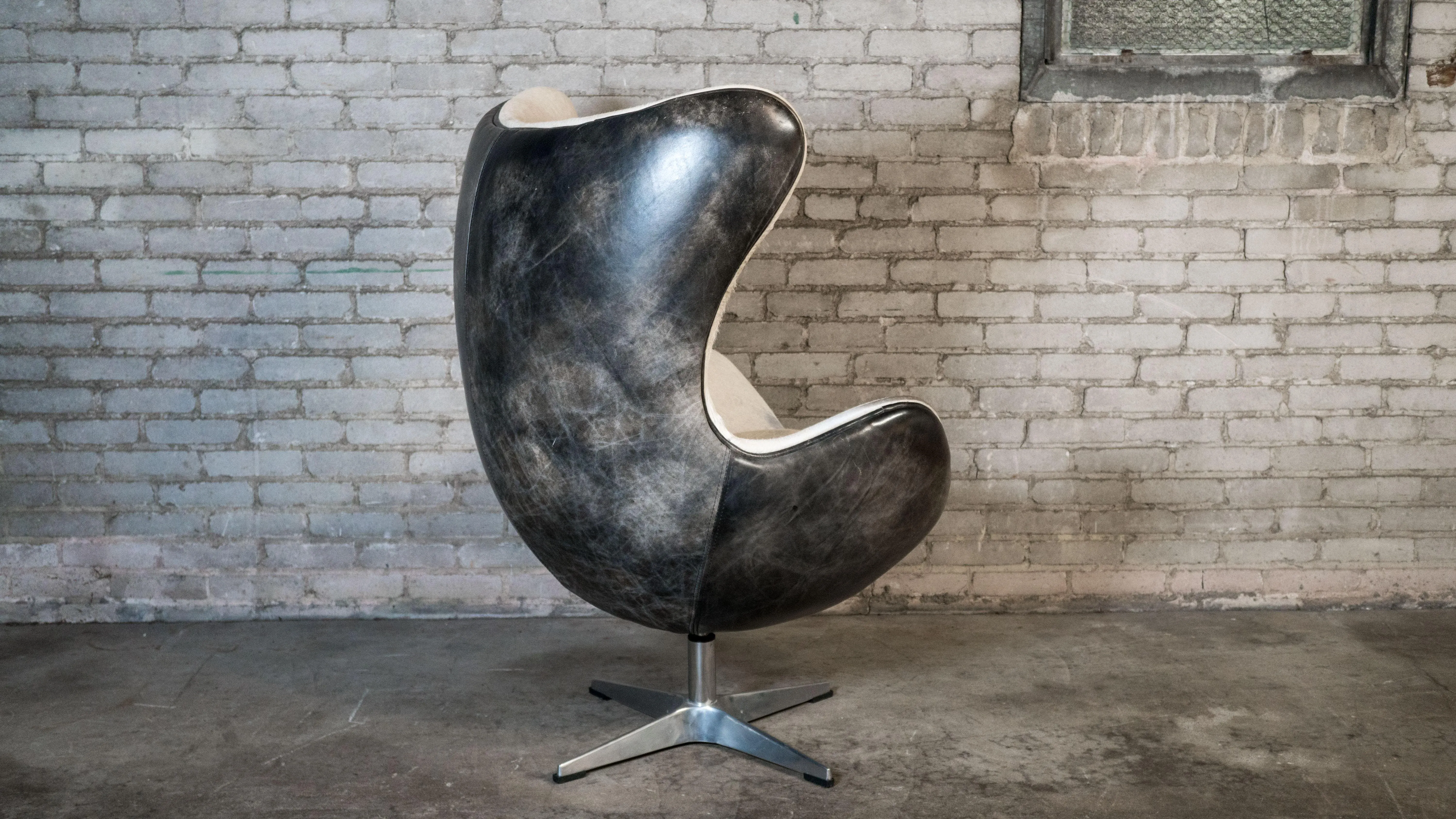 Restoration Hardware Copenhagen Cowhide Leather Swivel Chair