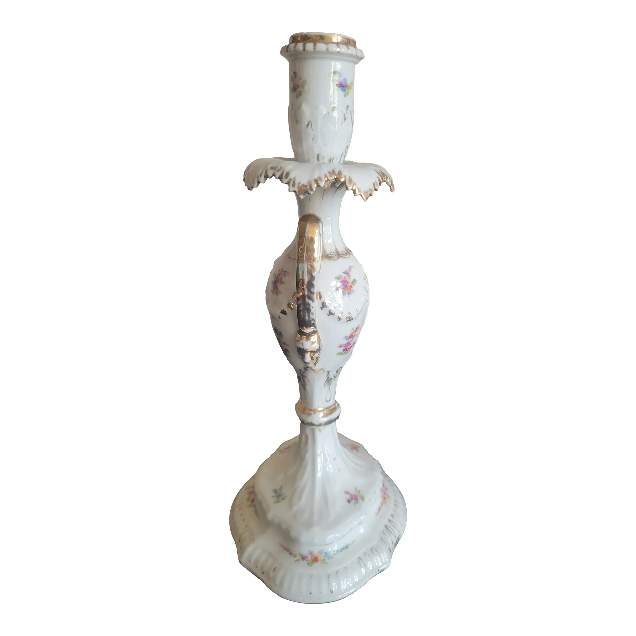 1800's Antique Dresden Porcelain Candle Holder | Chairish