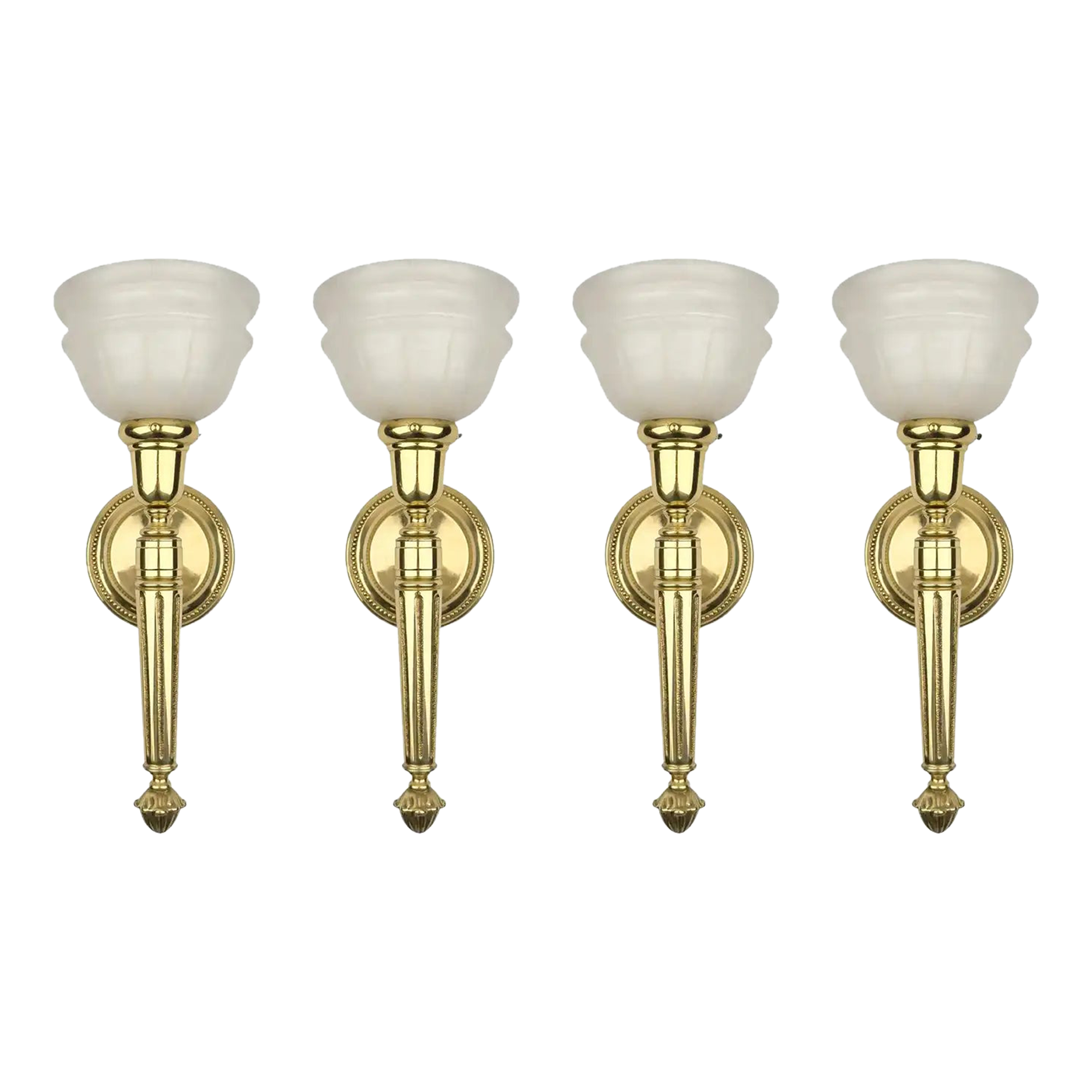 Early 20th Century Argand Style Brass & Alabaster Shades Wall Sconce ...