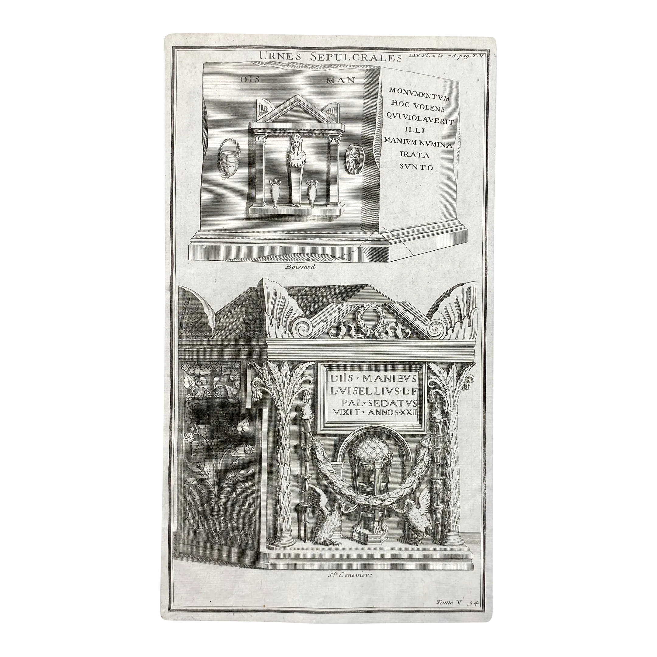 Antique Roman Tomb Carving Engraving | Chairish