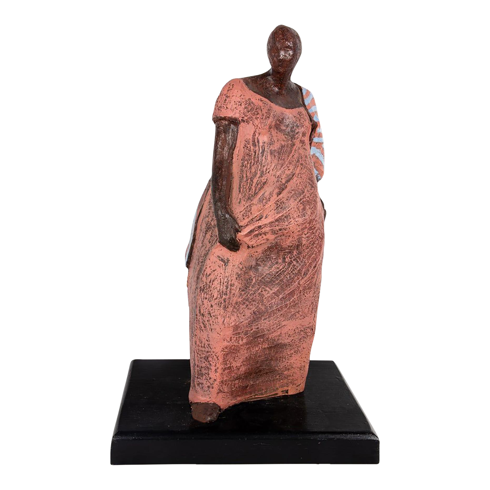 Female Figure Sculpture- Ceramic Statue of Woman in Dress | Chairish