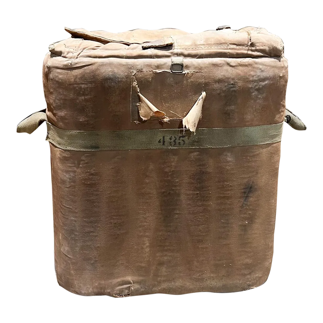 1940s Distressed Military Ice Bucket Portable Chest Leather Canvas ...