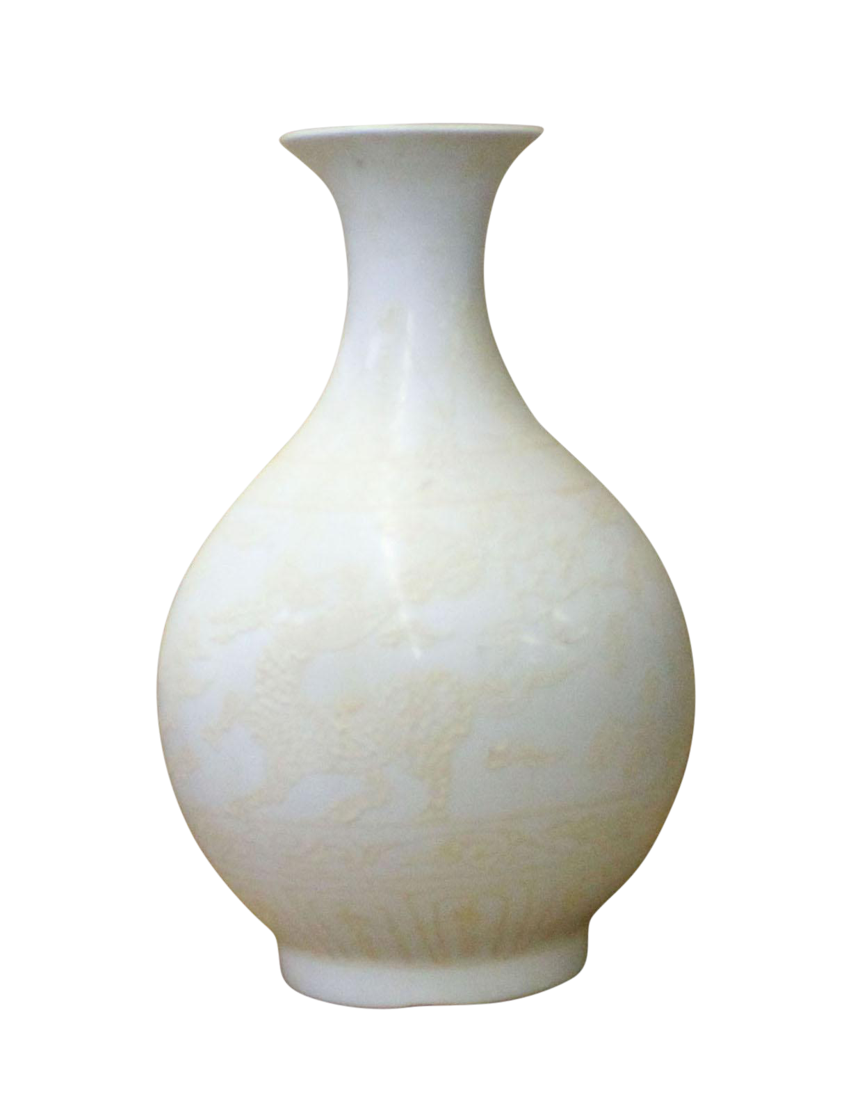 Chinese Off White Porcelain Dimensional Kirin Flower Round Shape Vase ...