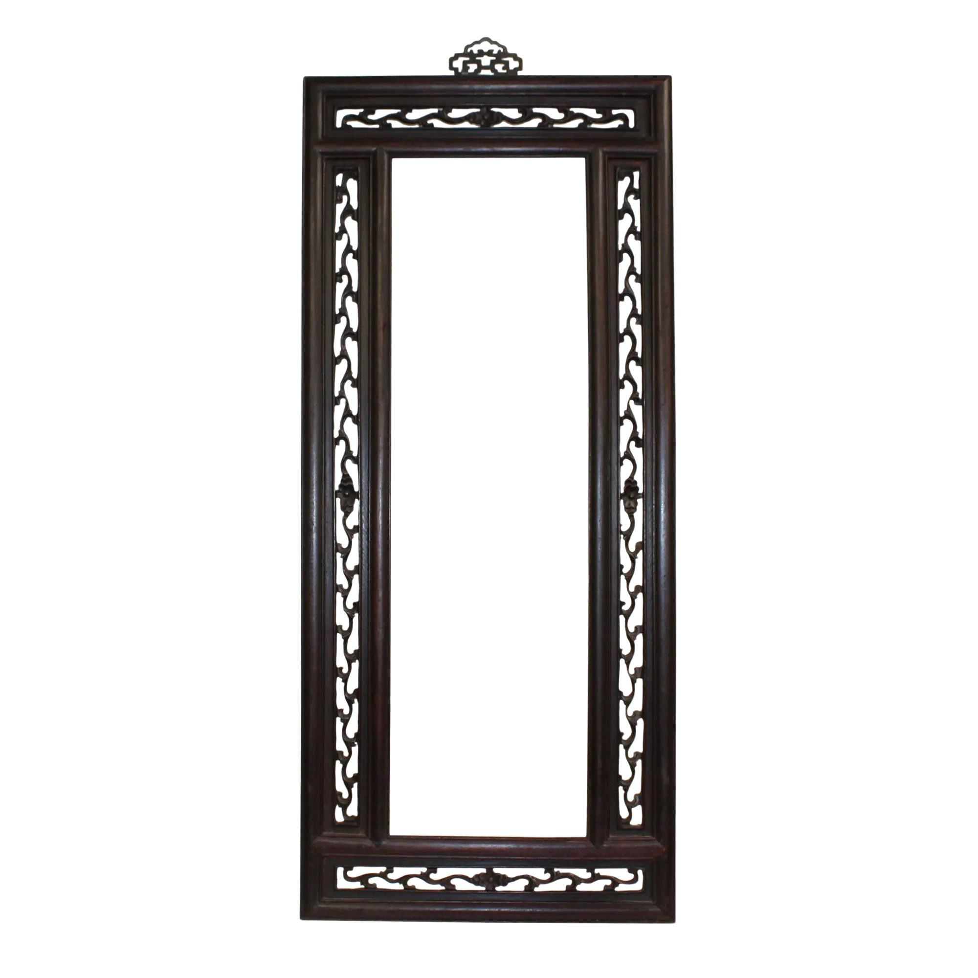 Wood Brown Scroll Motif Rim Rectangular Picture Painting Frame | Chairish