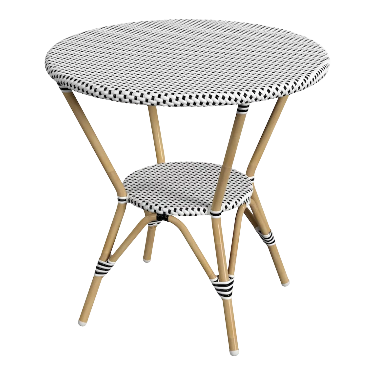 Tobias Outdoor Rattan Round Bistro Table, Black & White | Chairish