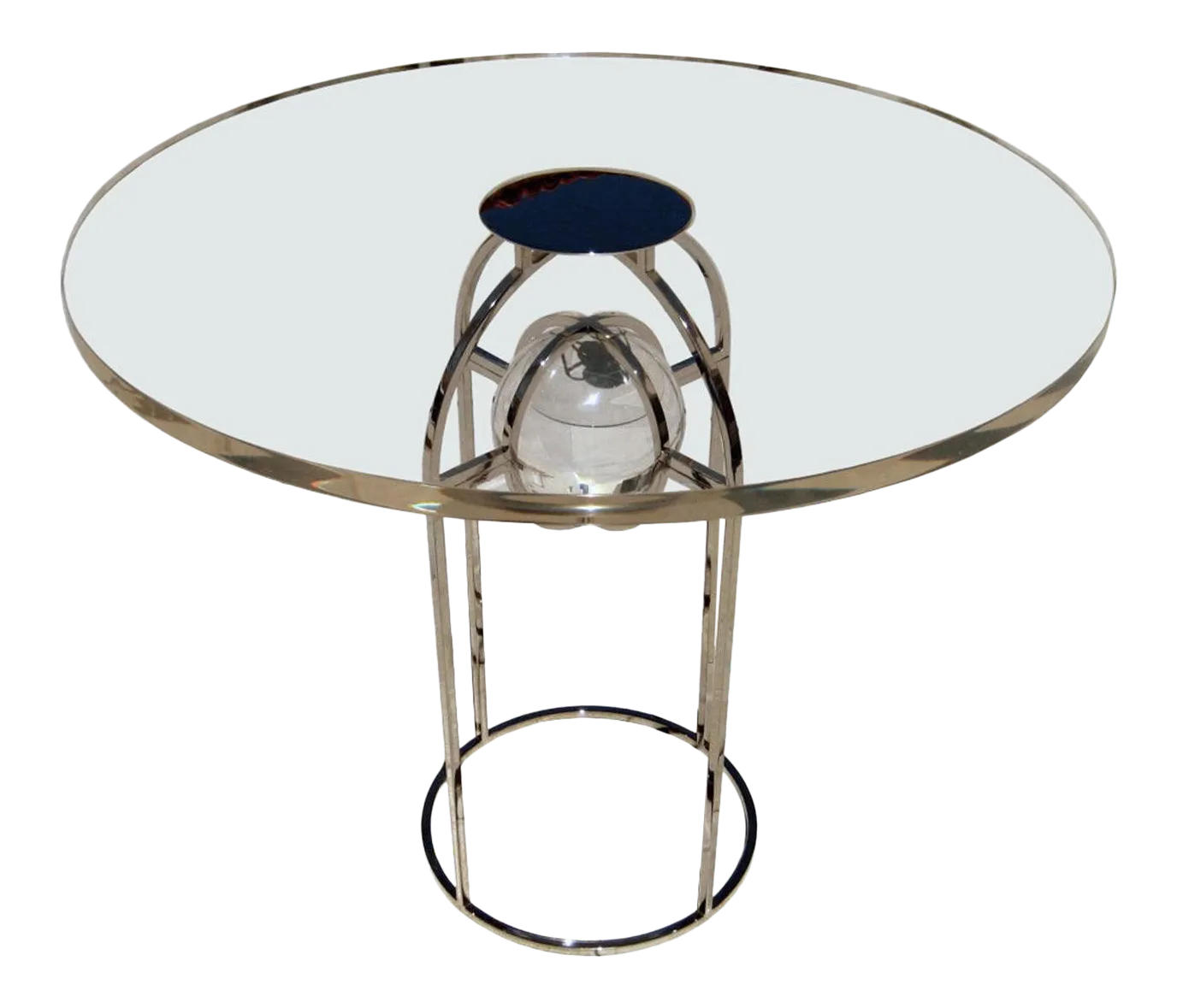 Charles Hollis Jones "Bullet" Dining Table in Nickel and Lucite, Signed ...