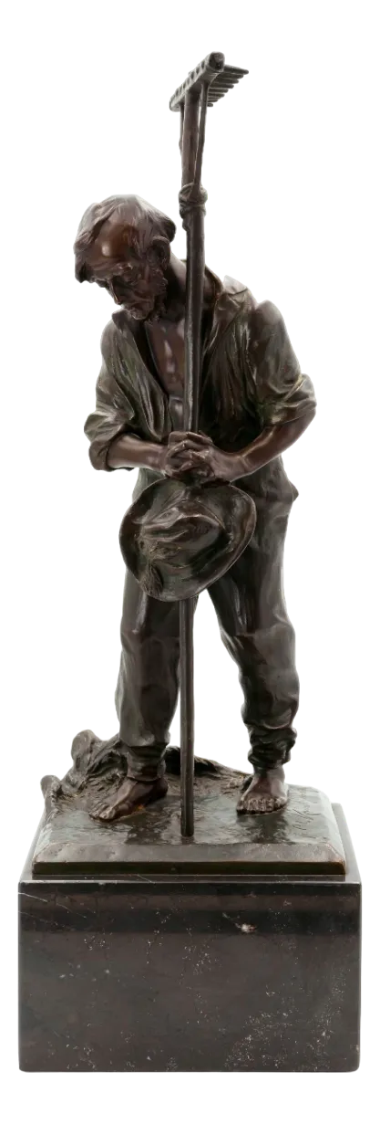 Paul Ludwig Kowalczewski, Field Worker with Rake, 1900, Bronze | Chairish