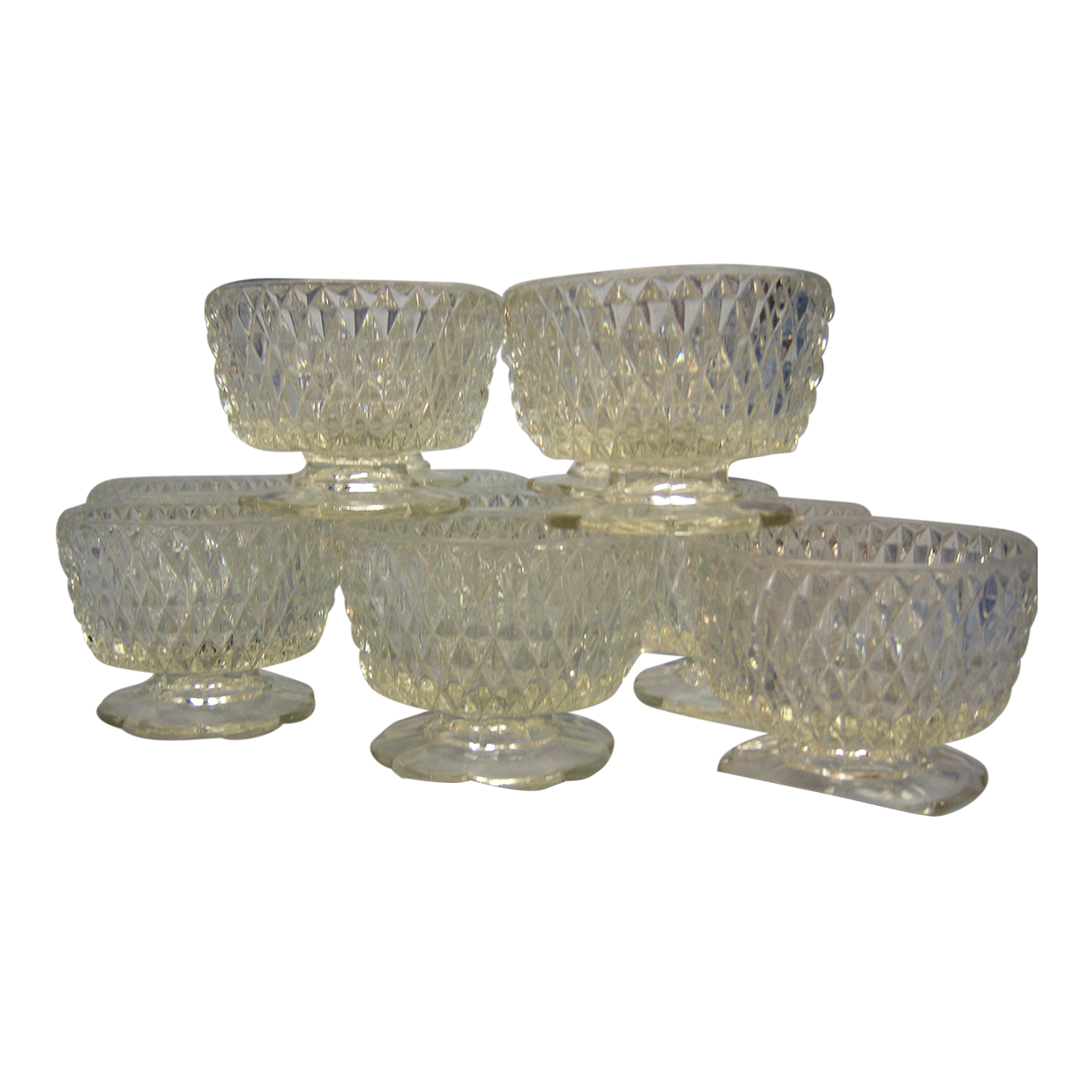Vintage Diamond Point Sherbet Pedestal Bowls by Indiana Glass (1 Doz of ...