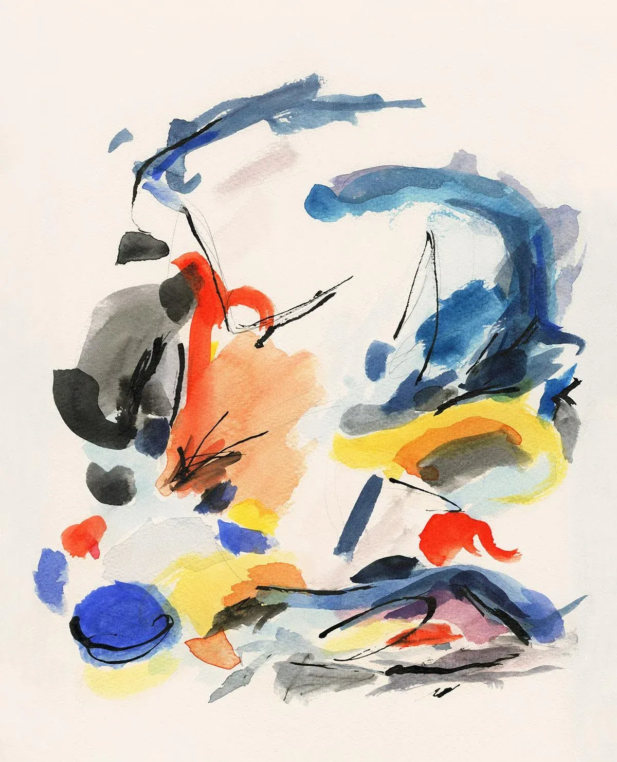 Mid-Century Modern Colorful Print With Primary Colors - Unframed Giclée ...