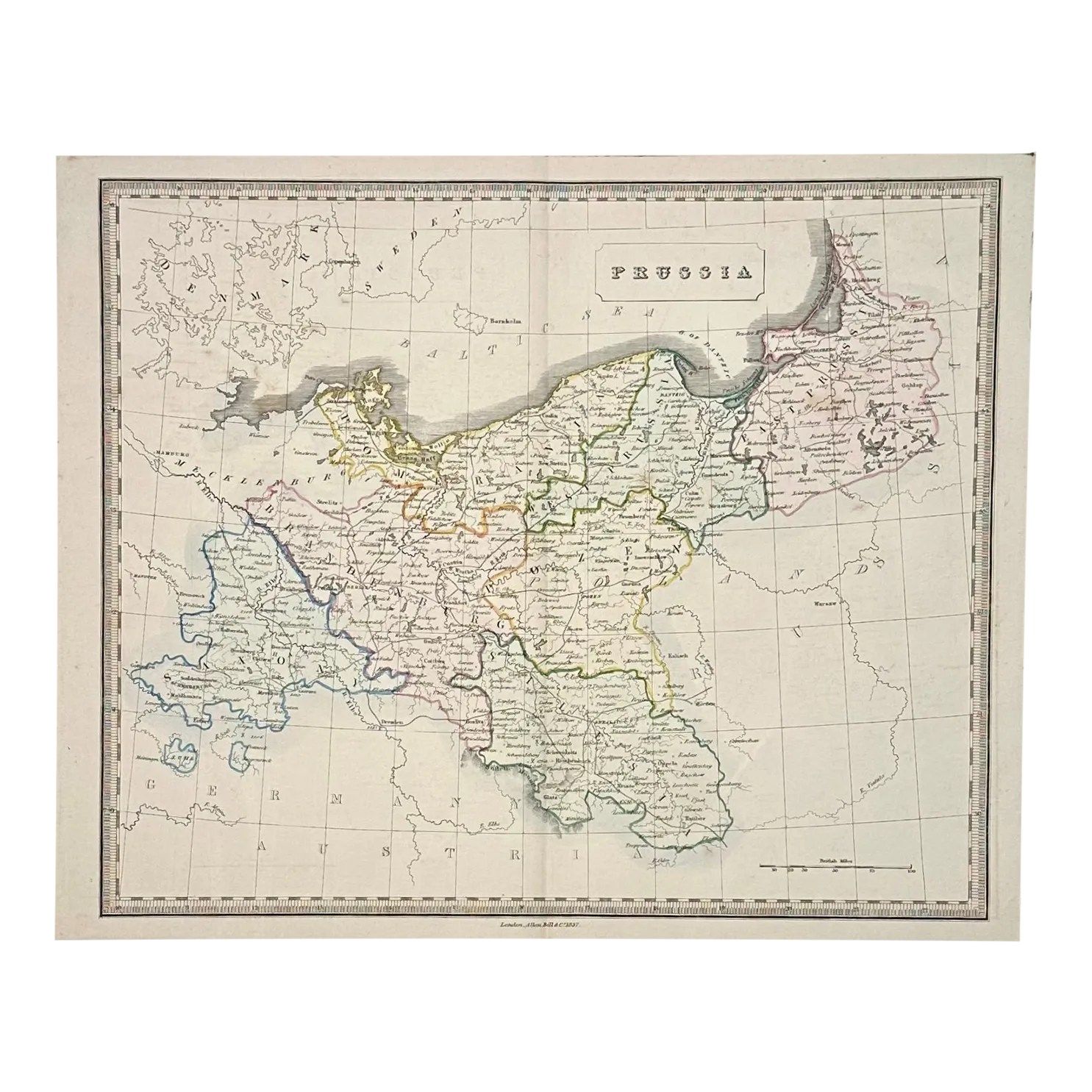 1837 Prussia Map From Alan Bell's a New General Atlas, London | Chairish