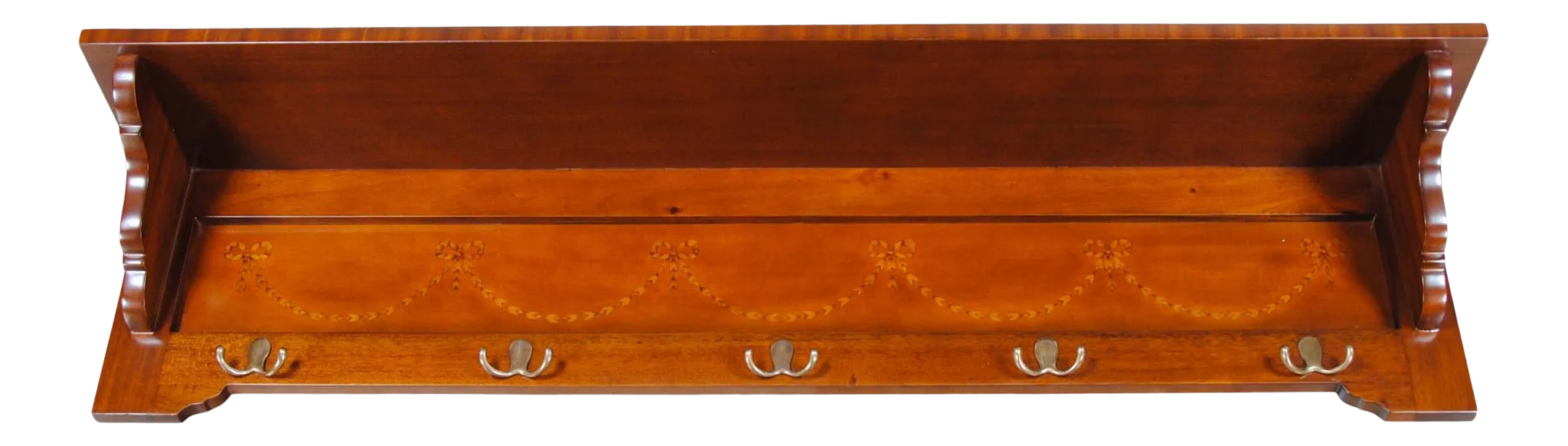 Traditional Style Mahogany Coat Rack Shelf | Chairish