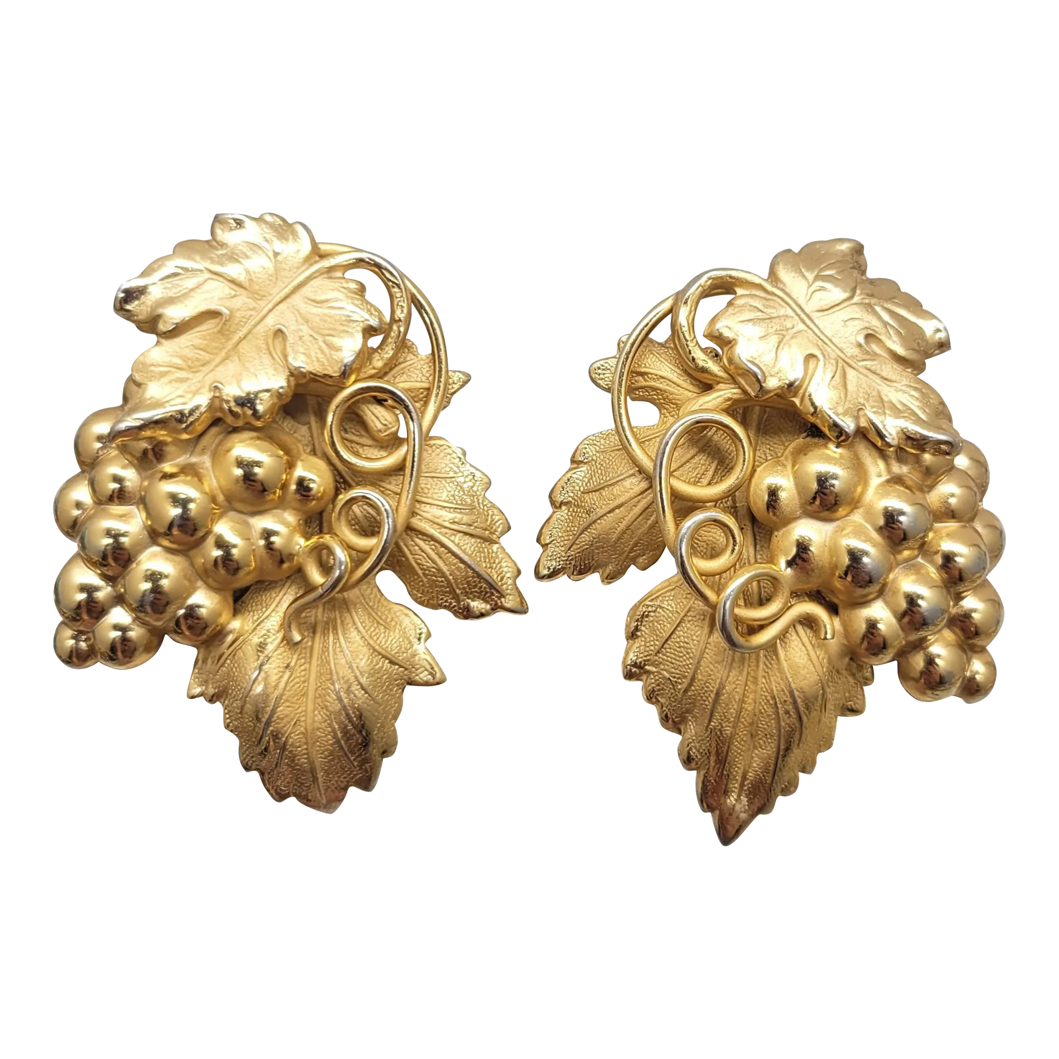 Vintage Signed Napier Book Piece "Danish" Goldtone Grape Leaves Clip ...