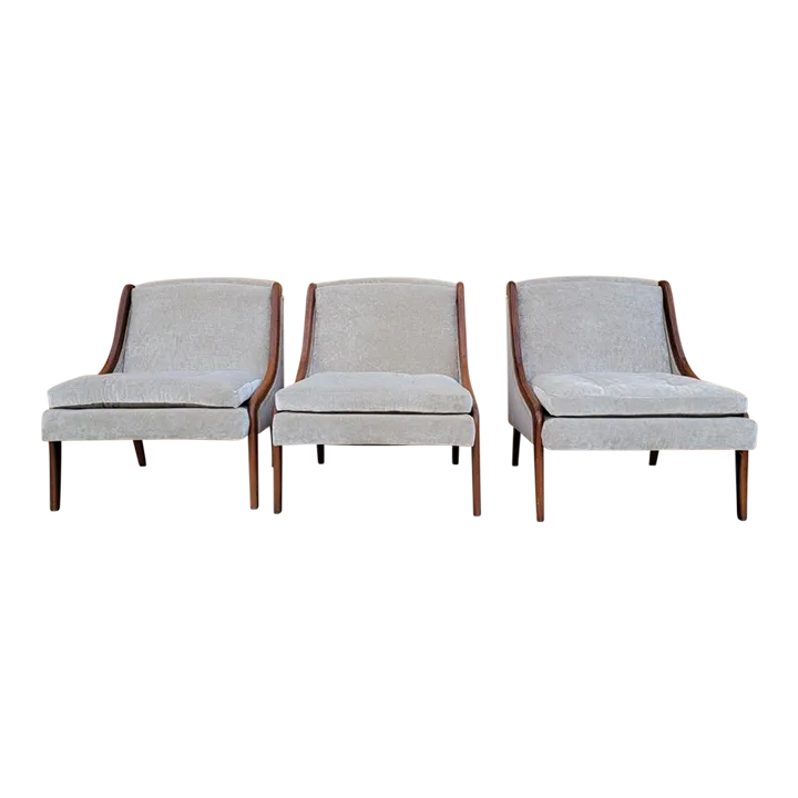 1960s Mid Century Modern Ben Seibel Slipper Chairs Set Newly ...