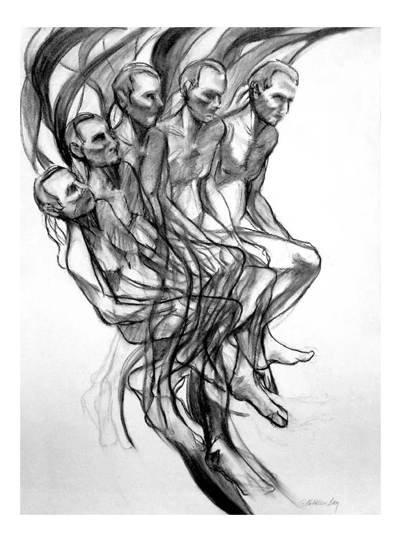 Abstract Figurative Drawing, "Jump" | Chairish