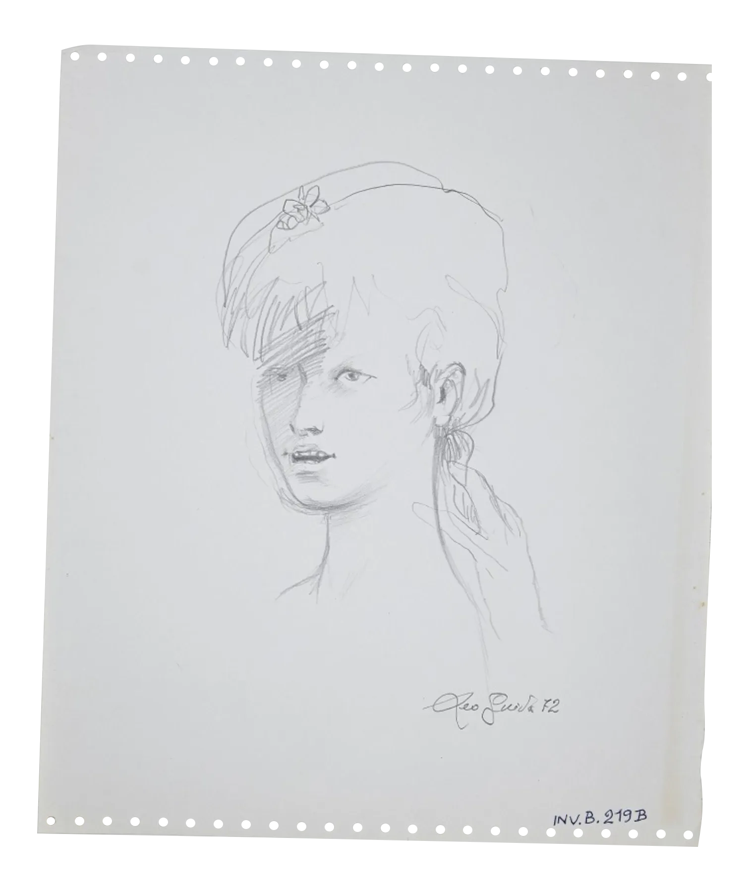 Leo Guida, A Girl, Original Pencil Drawing by Leo Guida, 1972 | Chairish
