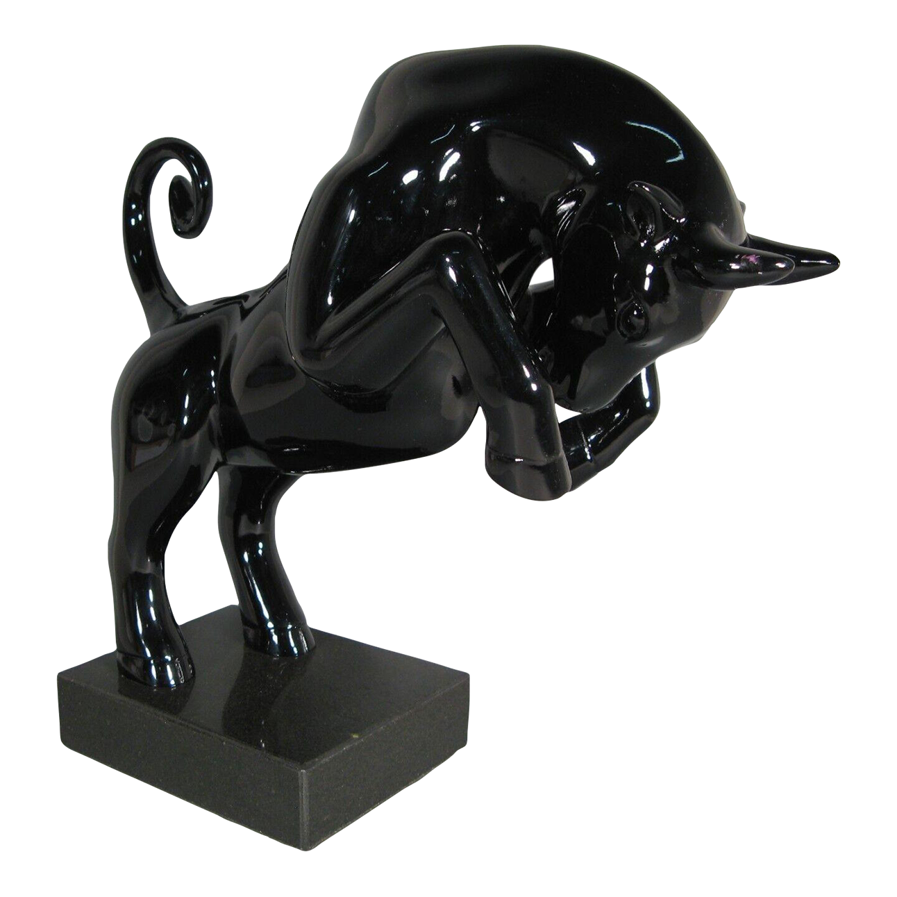 20th Century Large Contemporary Ceramic Bull Statue on Granite Base ...