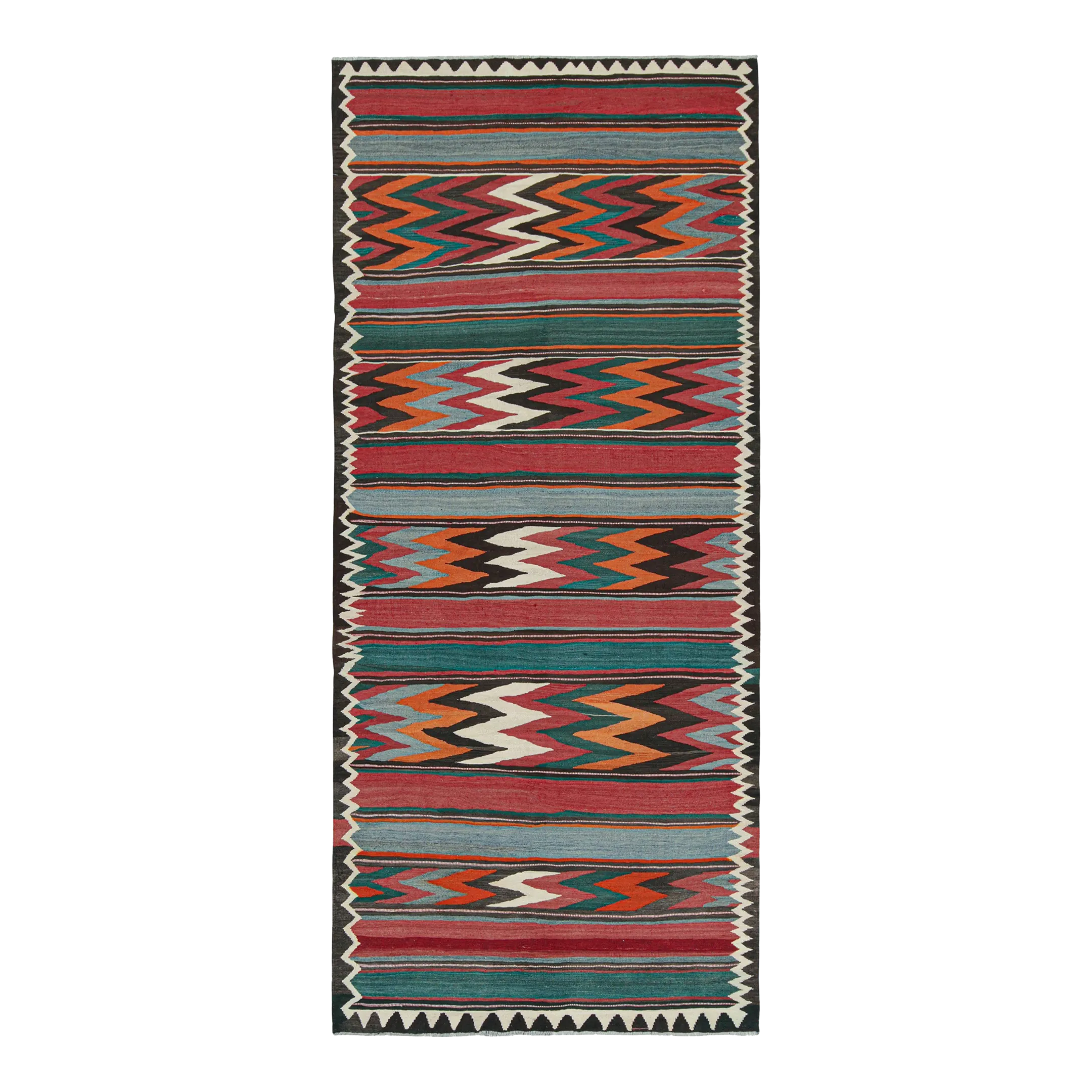 Vintage Bidjar Persian Kilim in Polychromatic Geometric Patterns by Rug ...