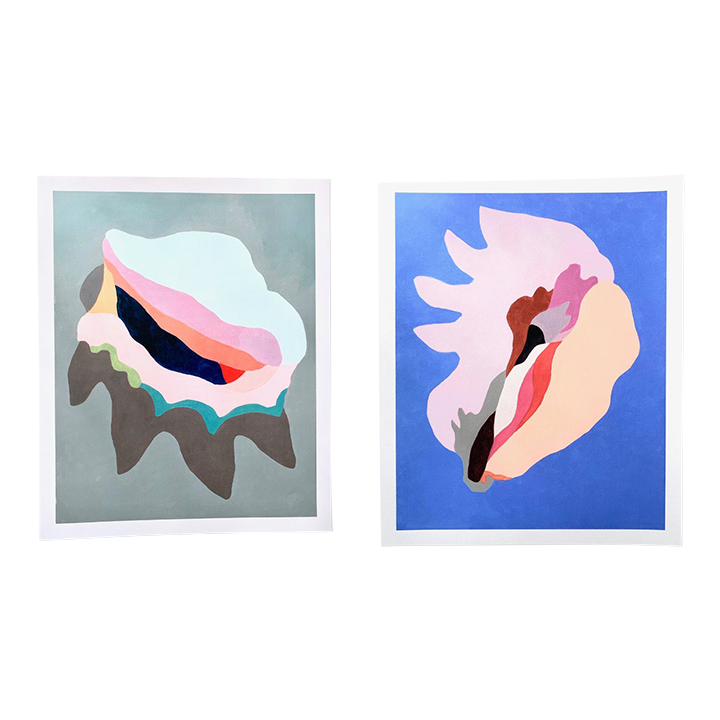 Pair of Abstract Conch Shell Fine Art Giclees by Neicy Frey | Chairish