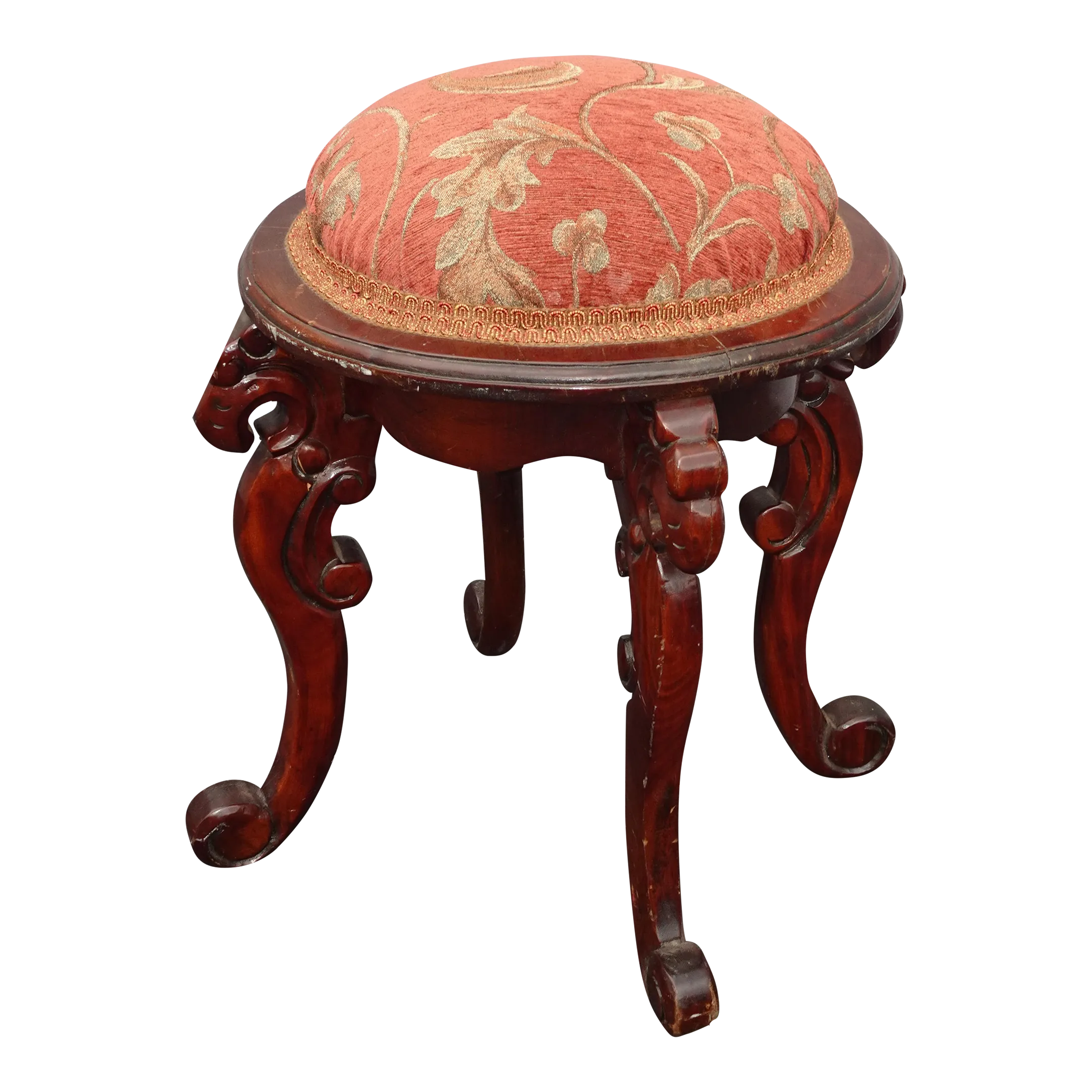 Vintage French Style Rose Bench Stool With Poof Cushion and Gargoyle ...