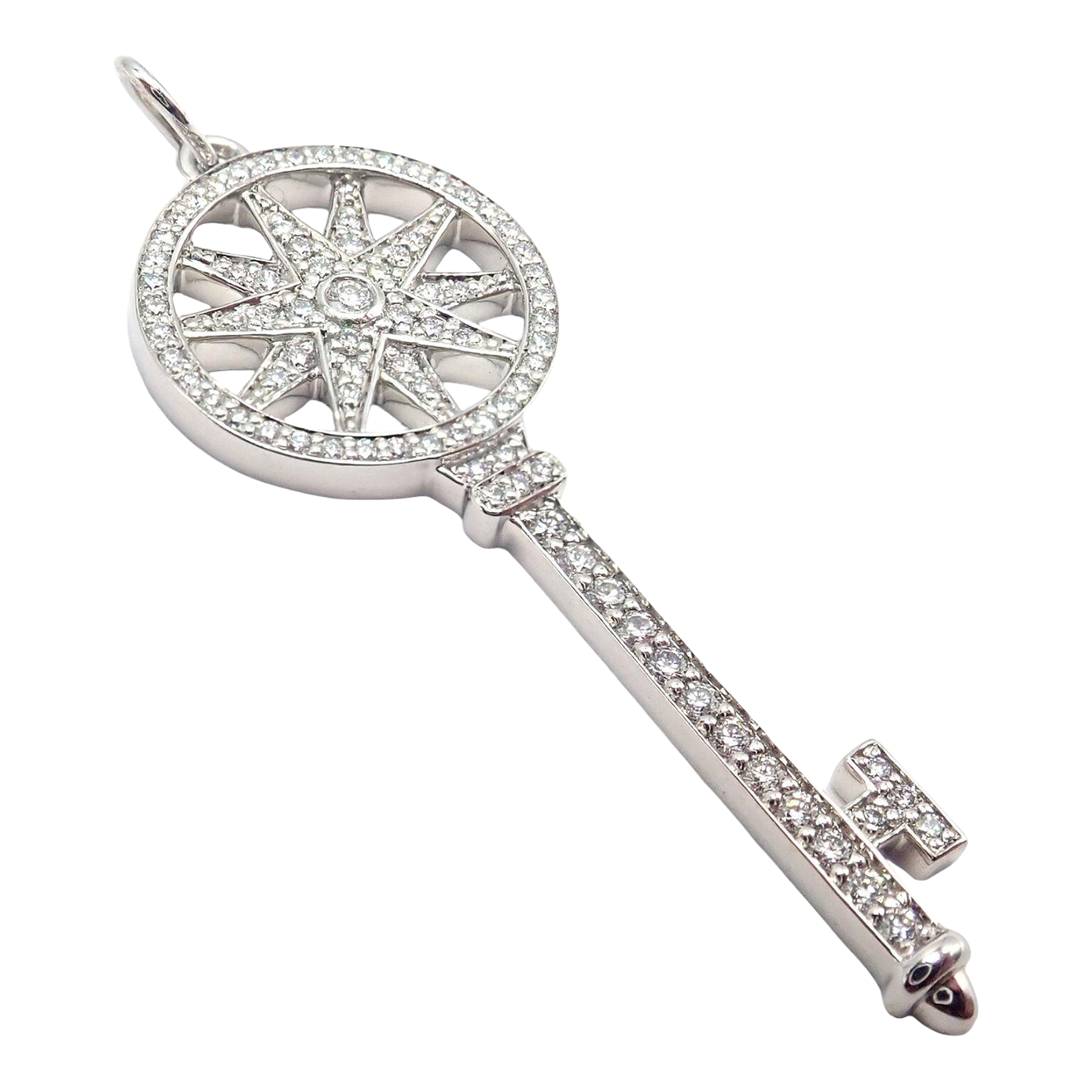 Tiffany & Co. Platinum Diamond Key Star Pendant Necklace | Chairish