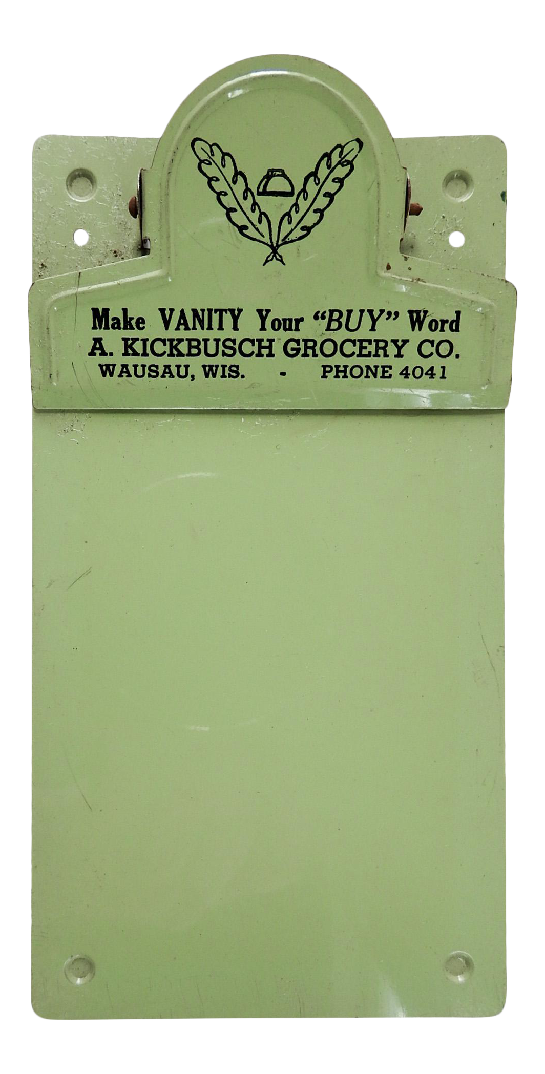 1940s Metal Advertising Memo Clip Board | Chairish