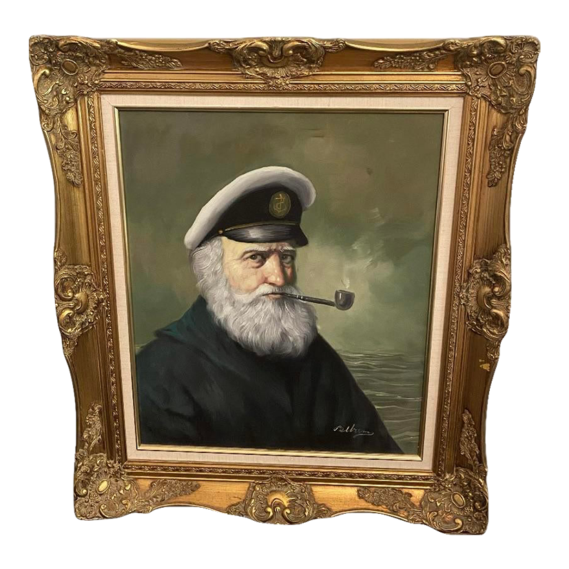 Americain Portrait of a Captain Oil Painting by David Pelbam | Chairish