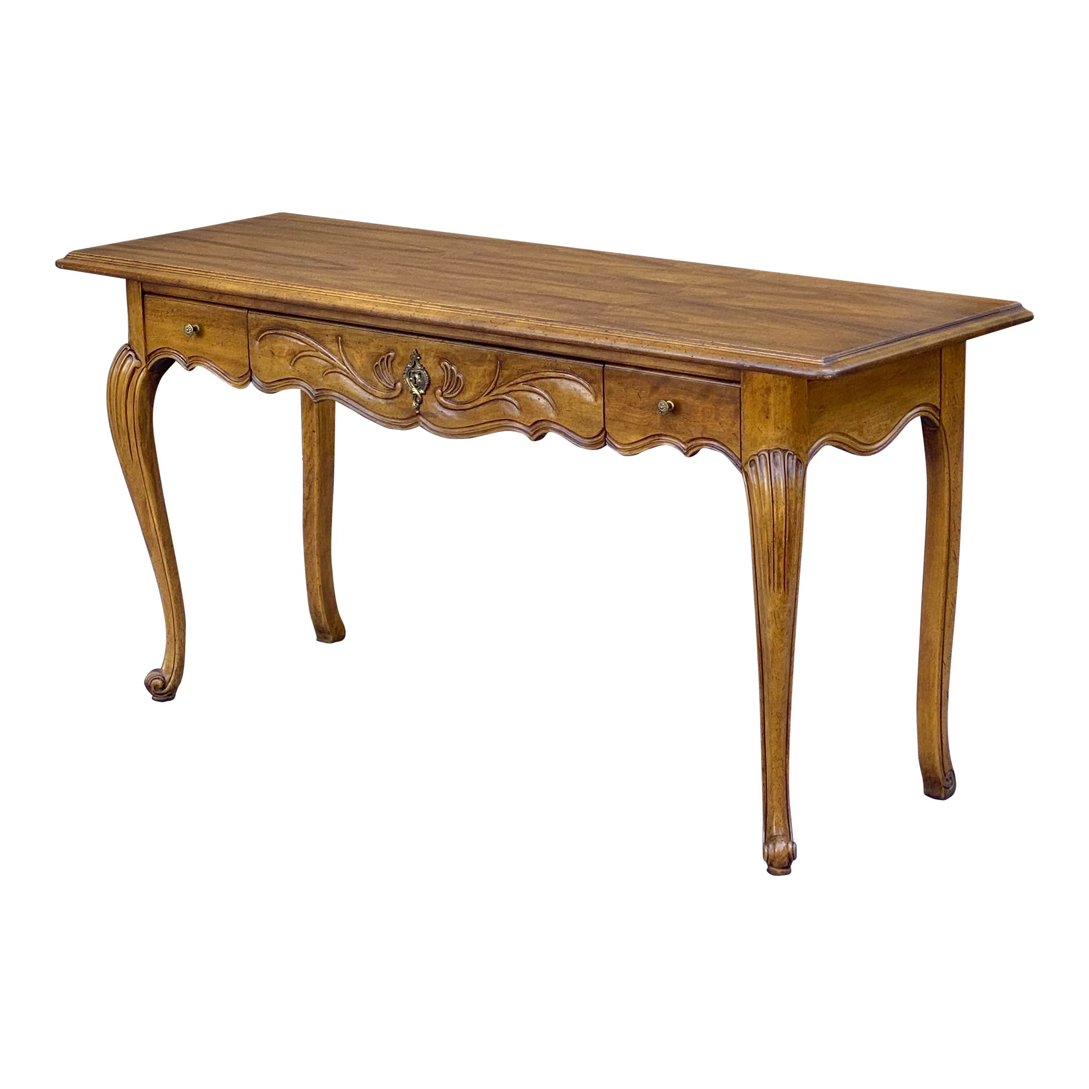 Vintage French Style Three Drawer Console Table | Chairish