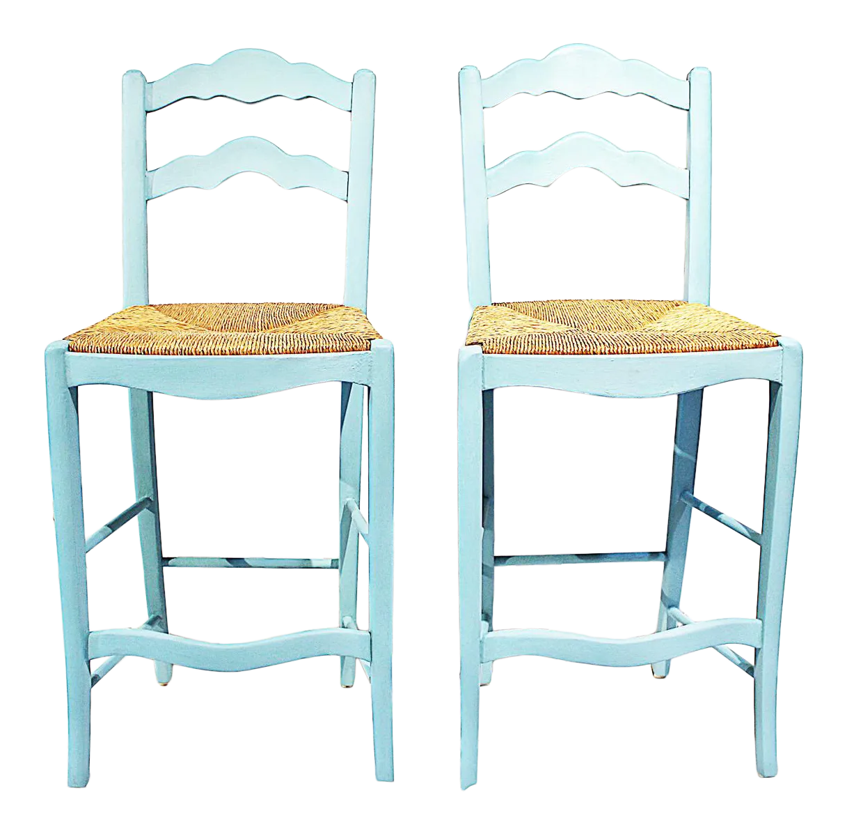 1980s Chalk Painted French Style Bar Stools - a Pair | Chairish