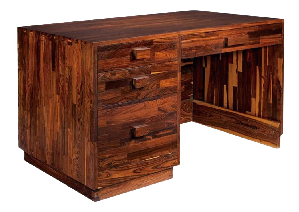 Rare Solid Mexican Cocobolo Wood Desk Don Shoemaker | Chairish