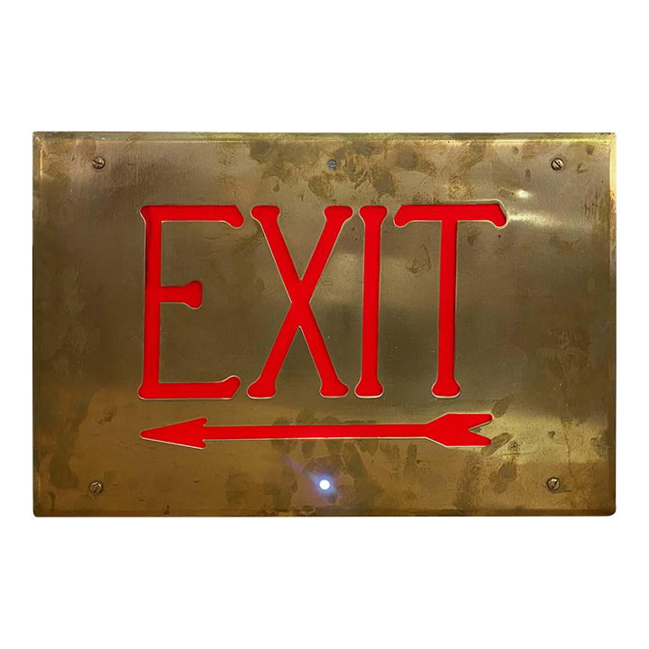 Mid 20th Century Antique Brass Beveled Border Exit Faceplate Sign ...