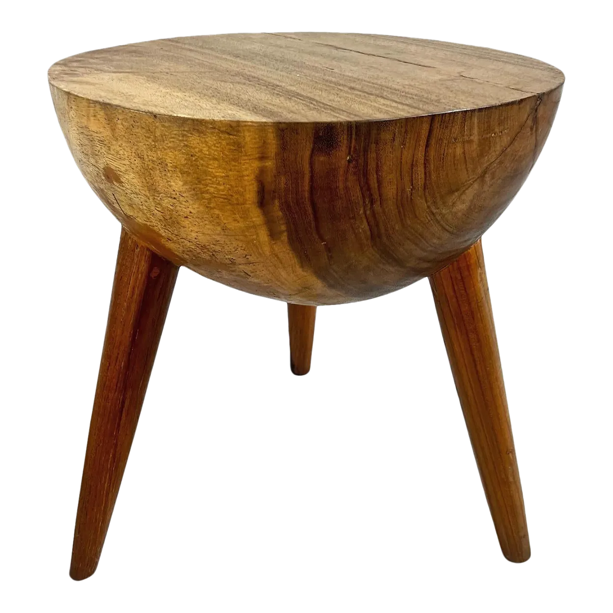 Acacia Three Leg Dome Stool / Side Table | Chairish
