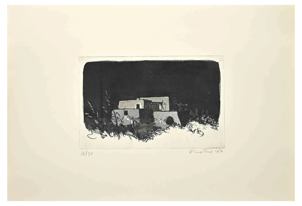Enotrio Pugliese, Landscape, 1967, Etching | Chairish