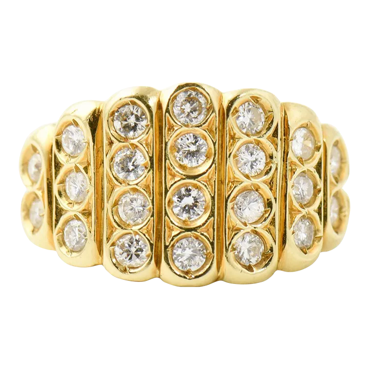Diamond 18 Karat Yellow Gold Statement Ring size 4.5 | Chairish