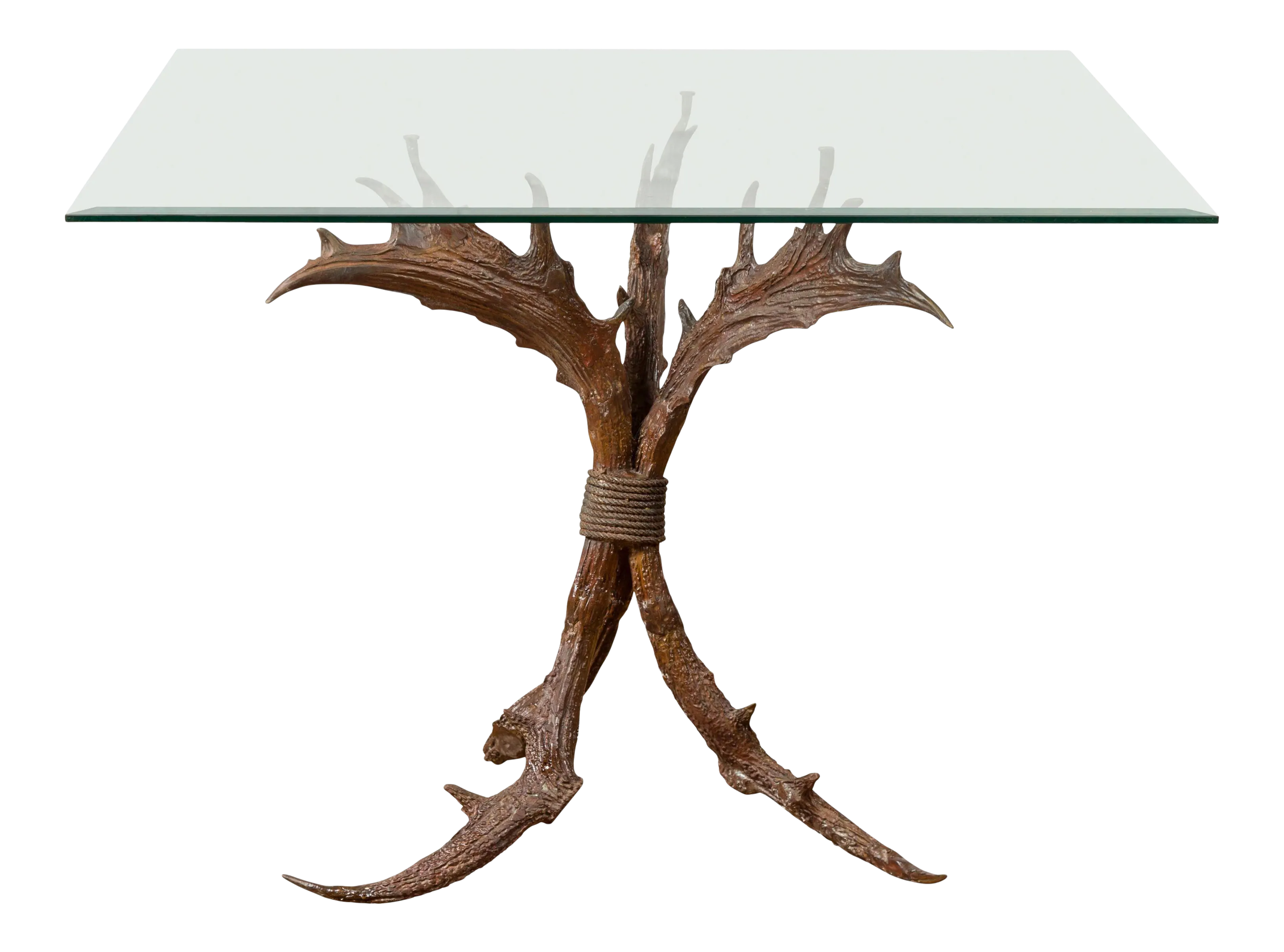 Contemporary Bronze Antler Dining Table Base with Brown Patina | Chairish