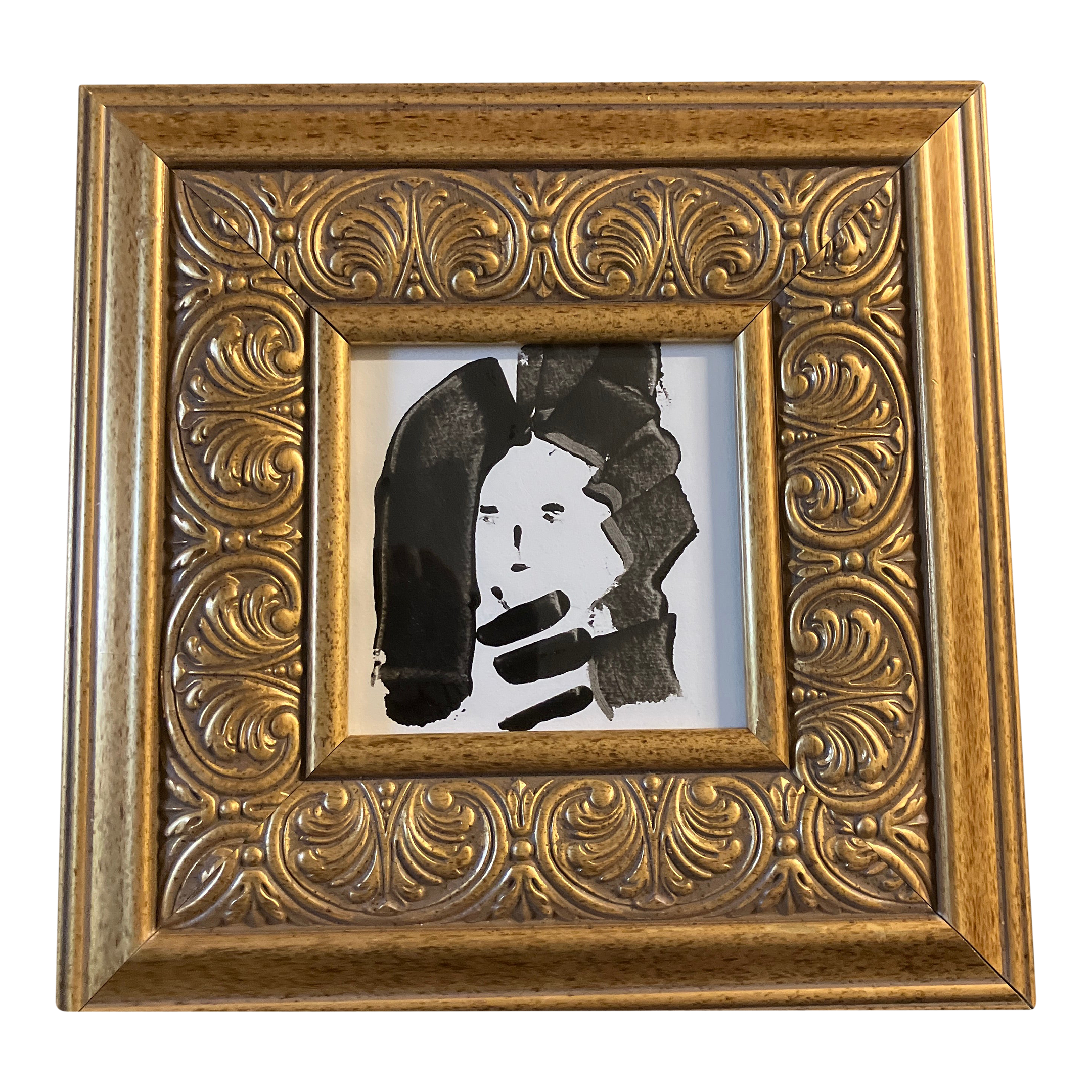 Contemporary Original Abstract Female Portrait Painting Chunky Gold ...