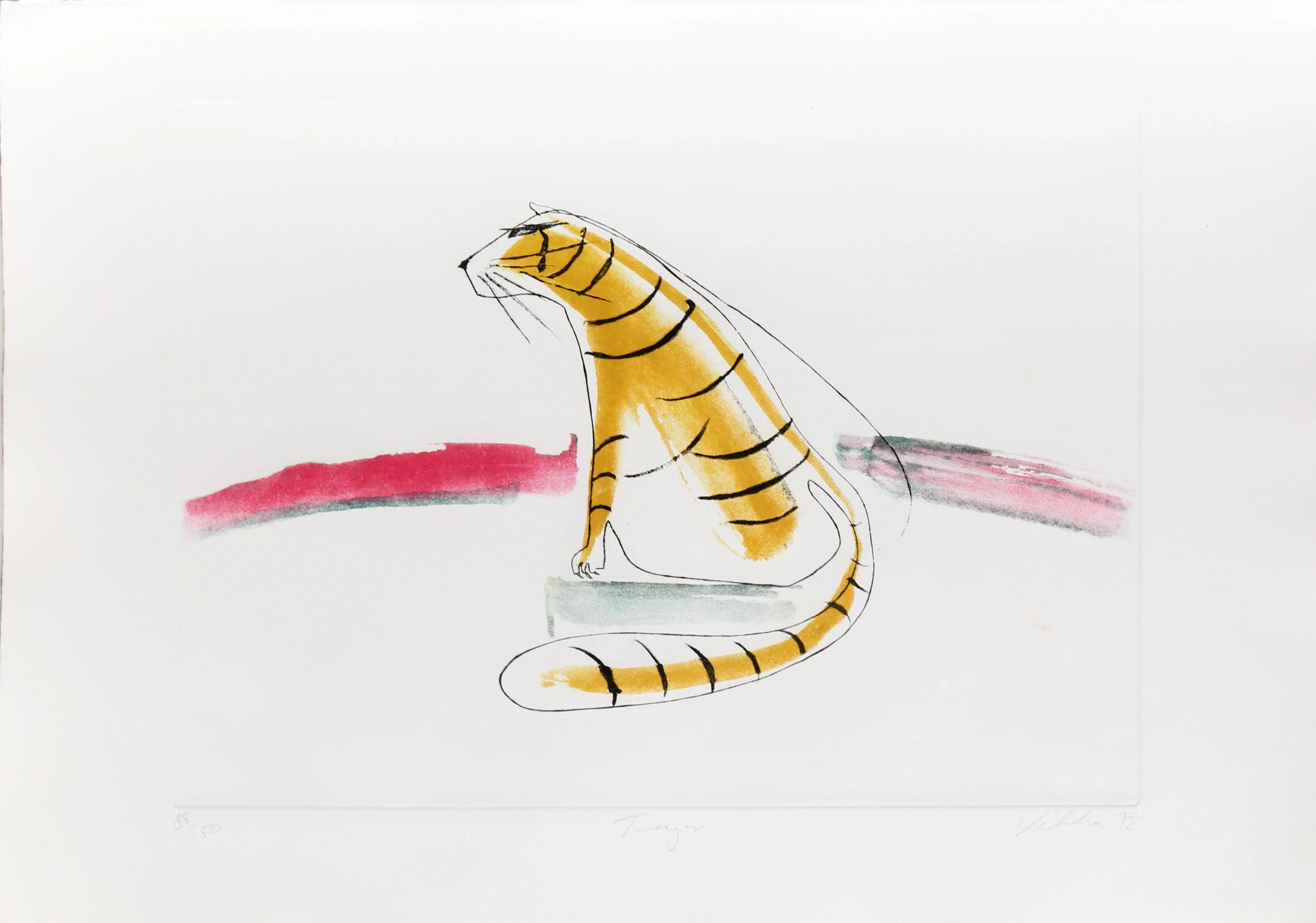The Tiger, Vick Vibha Color Etching on Arches, Signed and Numbered in ...