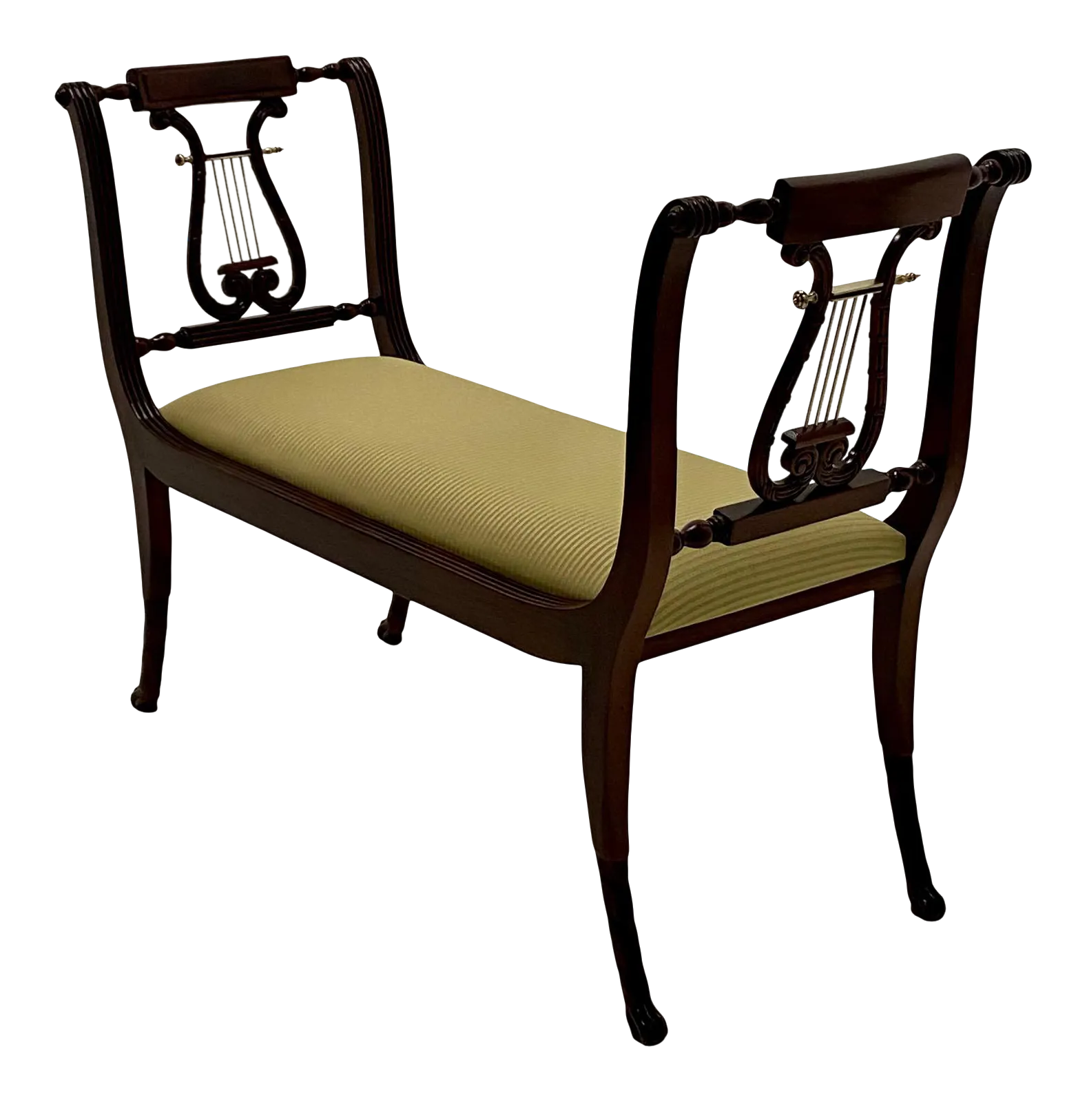 Vintage Neoclassical Style Carved Mahogany Bench With Lyre Motife ...