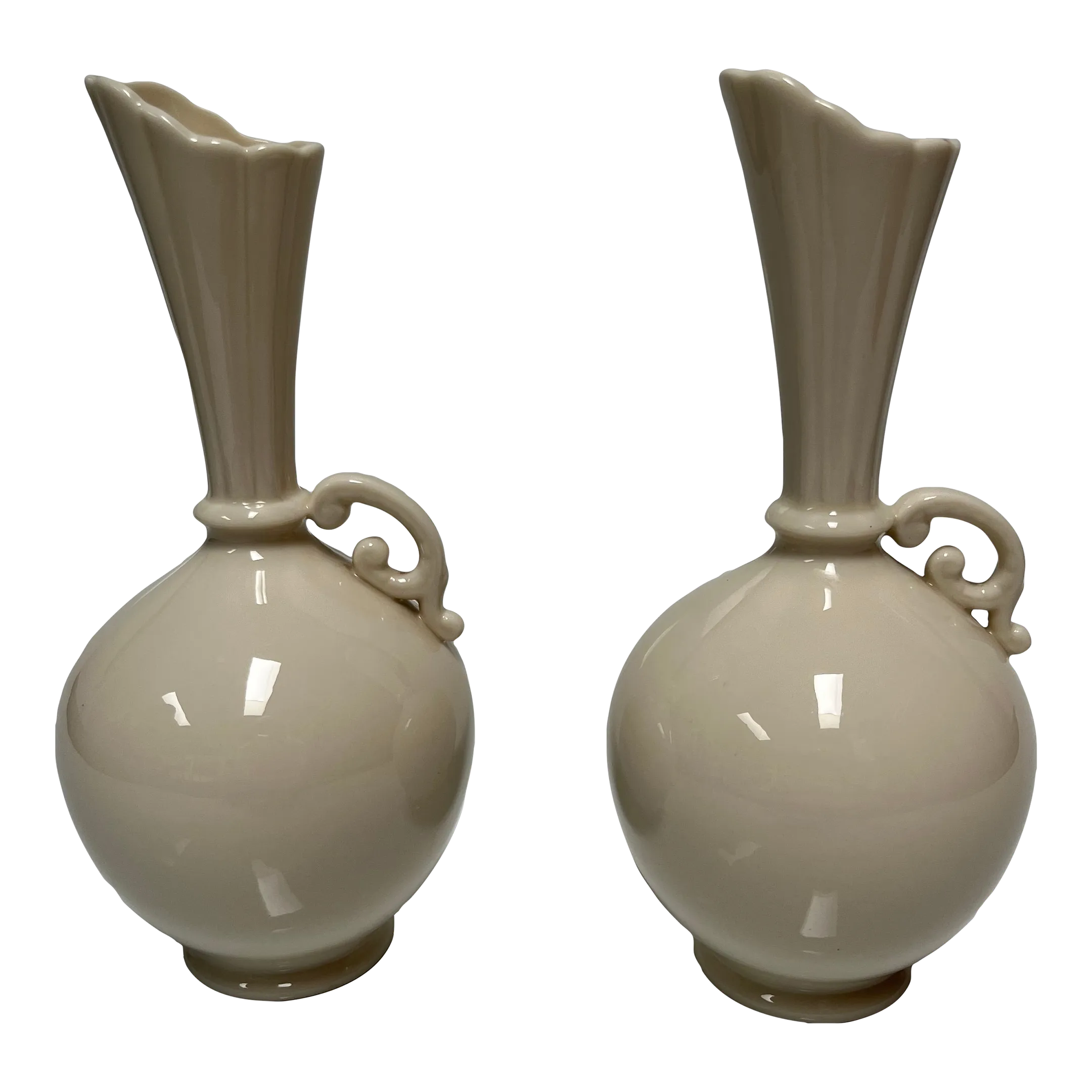 1940s Lenox Ivory Bulbous Porcelain Bud Vases with Mint Green Mark ...