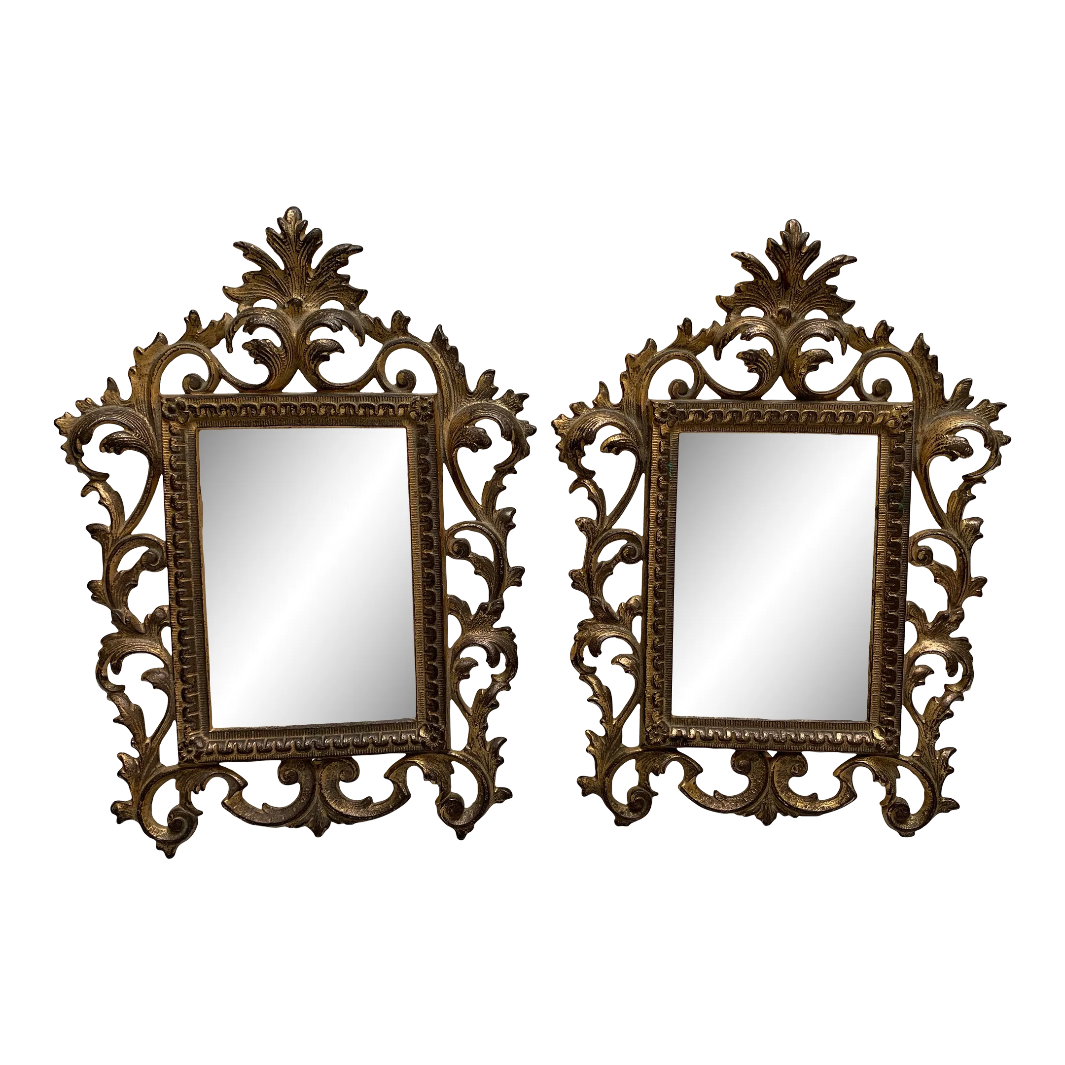 Vintage Rococo Style Brass and Glass Photo Frame - Set of Two | Chairish