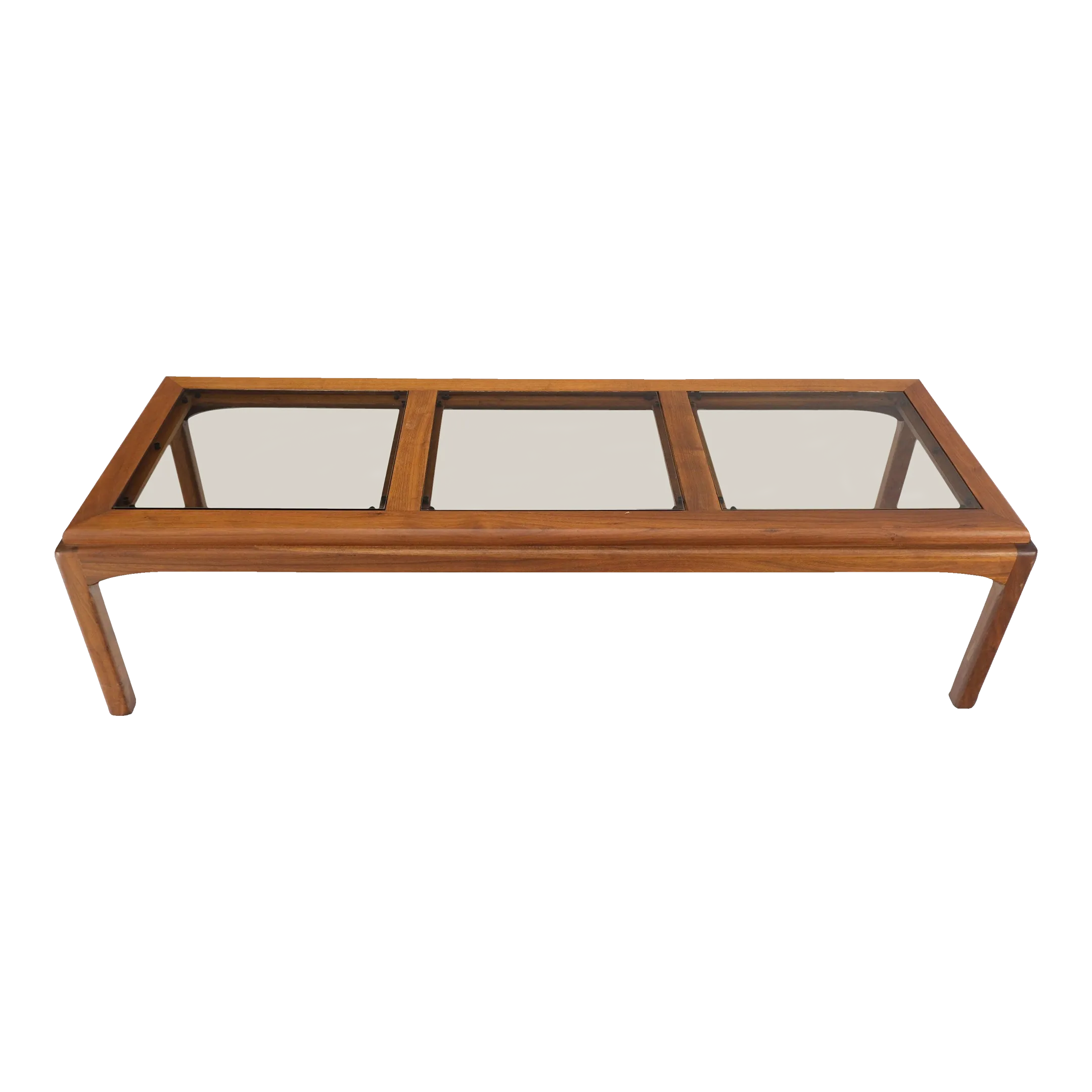 Large Rectangle 3 Smoked Glass Panes Top Solid Oiled Walnut Coffee ...