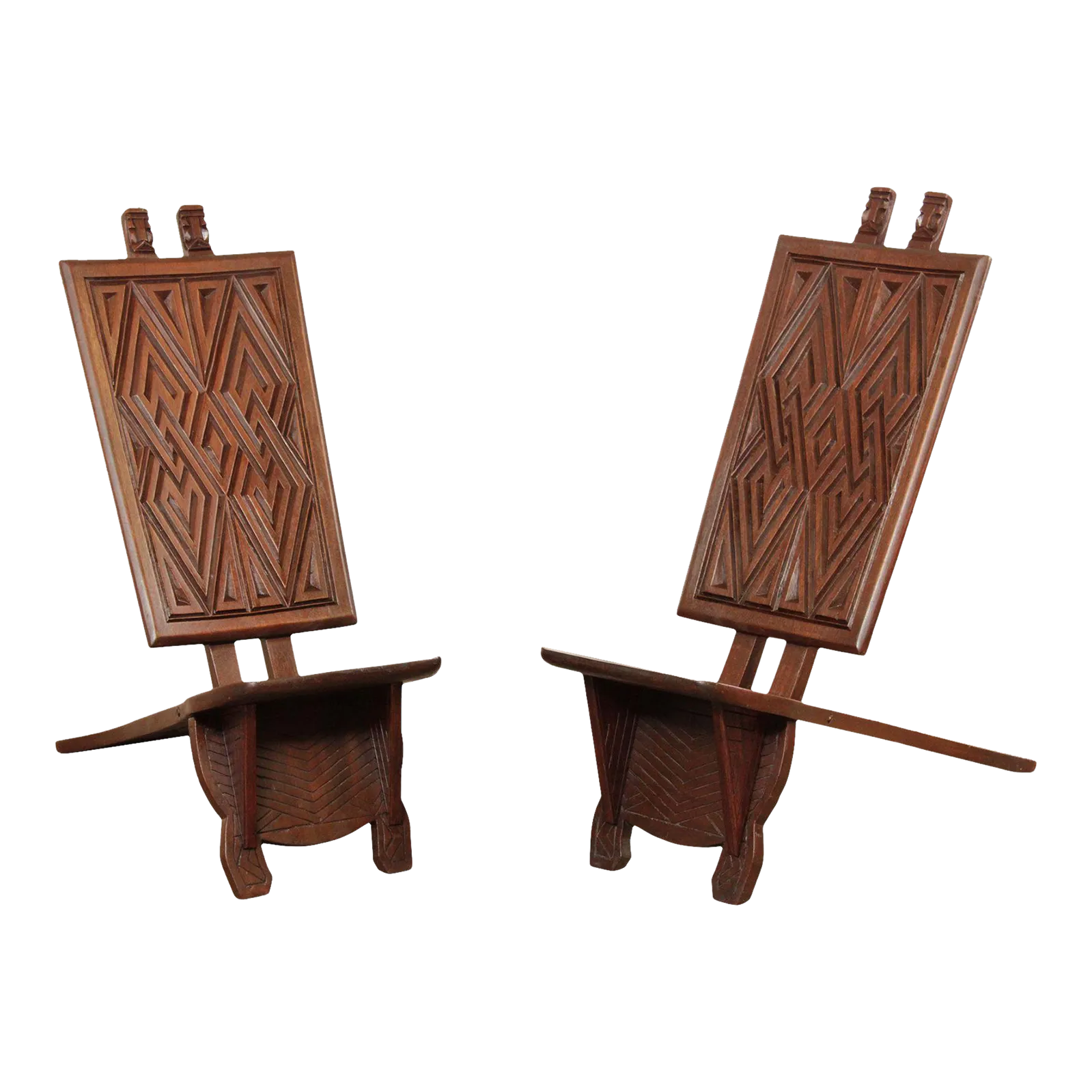 Mid 20th Century African Traditional Ceremonial Mahogany Carved Folding ...