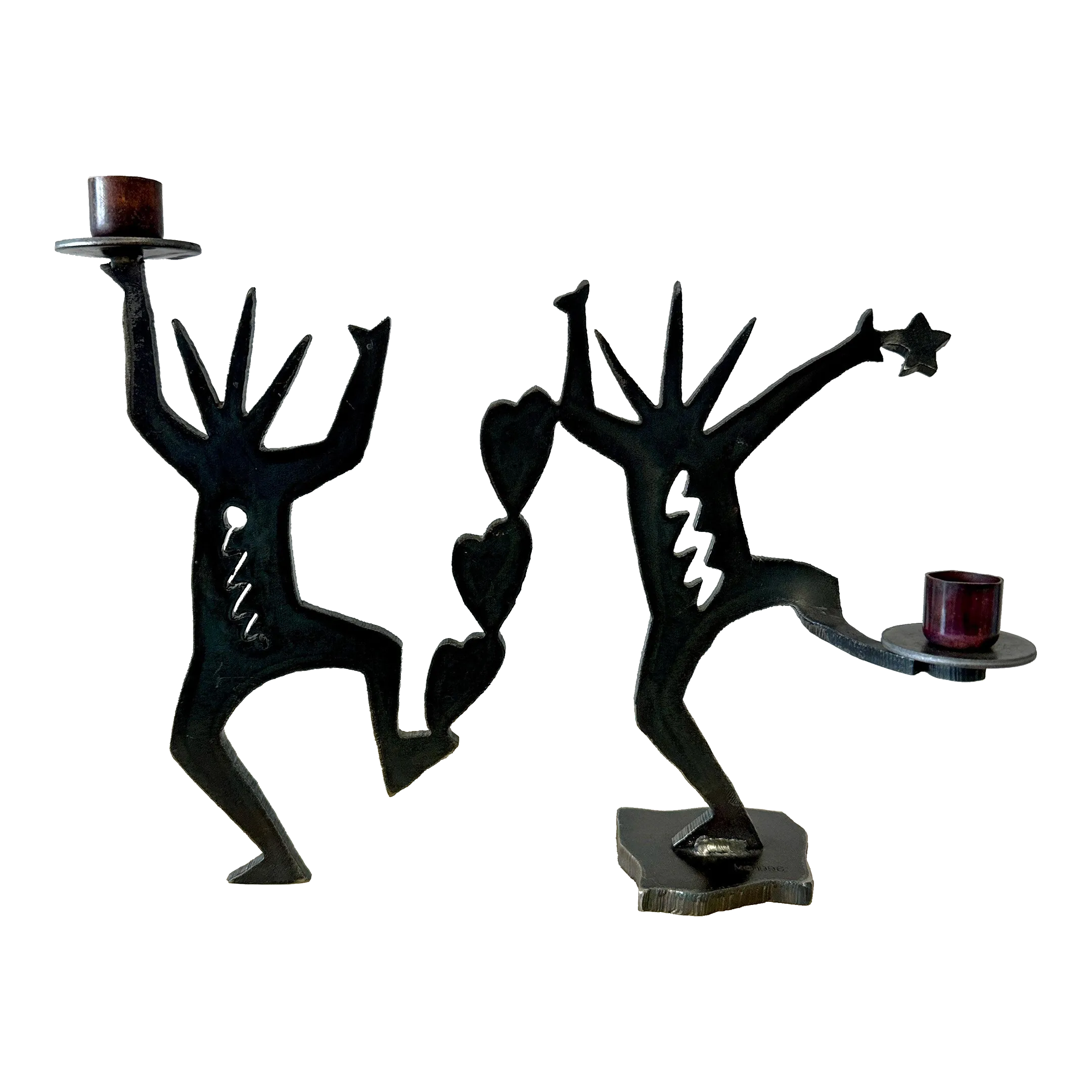 1990s Postmodern Ivan McLean Cut Steel Dancing Figures Candelabra ...
