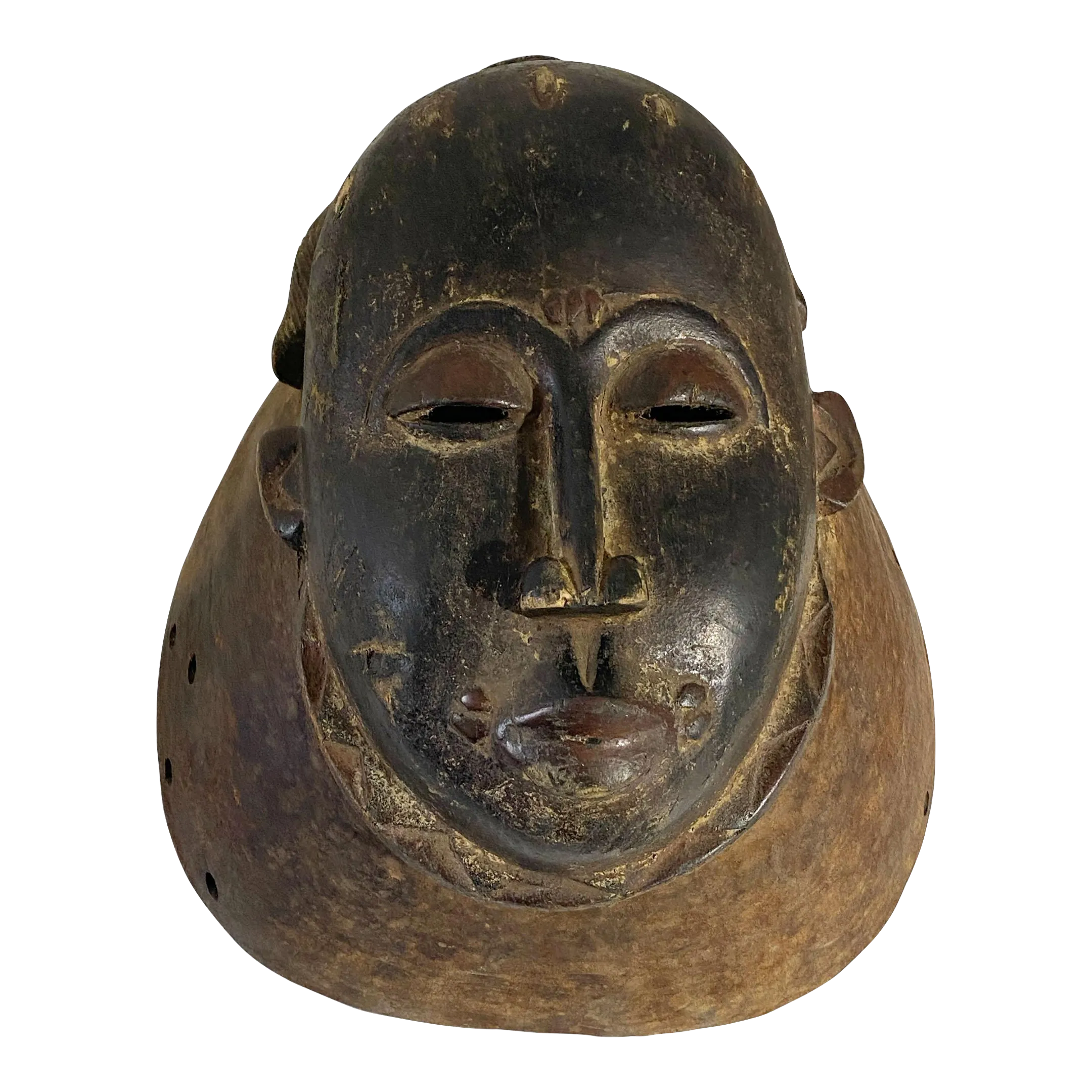 Rare Old Baule Portrait Head Mask/Helmet Mblo/Kpan Cote d'Ivoire Africa ...
