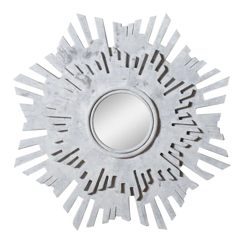 Contemporary Anders Concrete Sunburst Mirror | Chairish