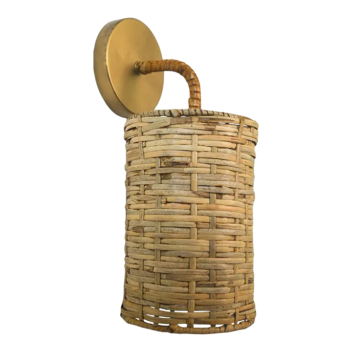 Wicker Rattan Wall Sconce | Chairish