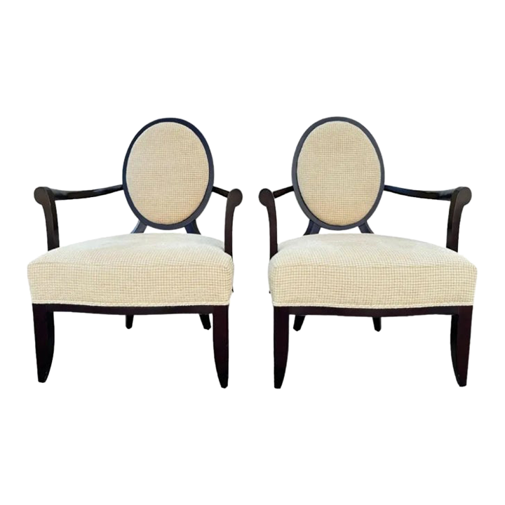 1980s Barbara Barry for Baker Furniture Oval X Back Chairs, a Pair ...