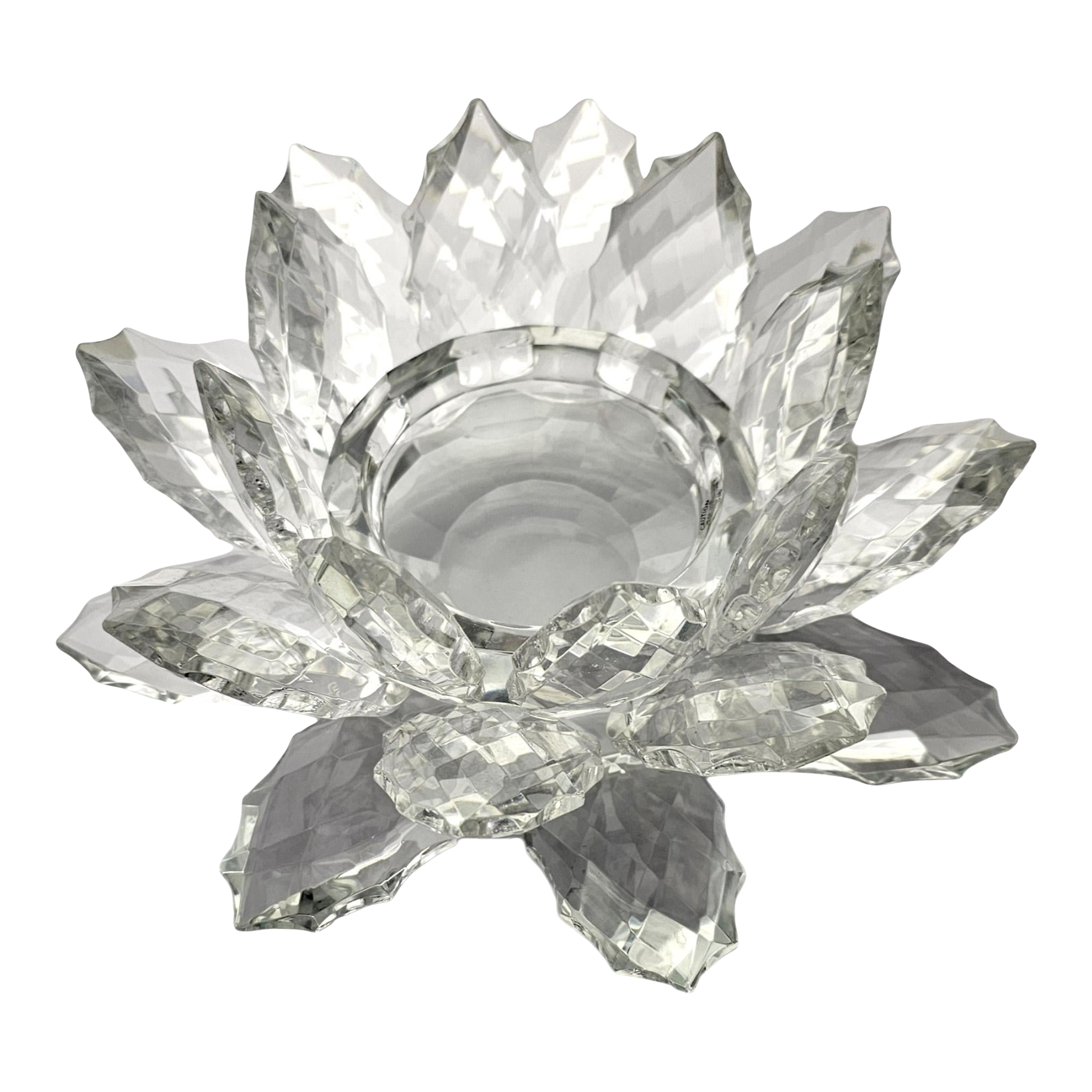 Godinger Shannon Crystal Water Lily Lotus Flowe Candle Holder | Chairish